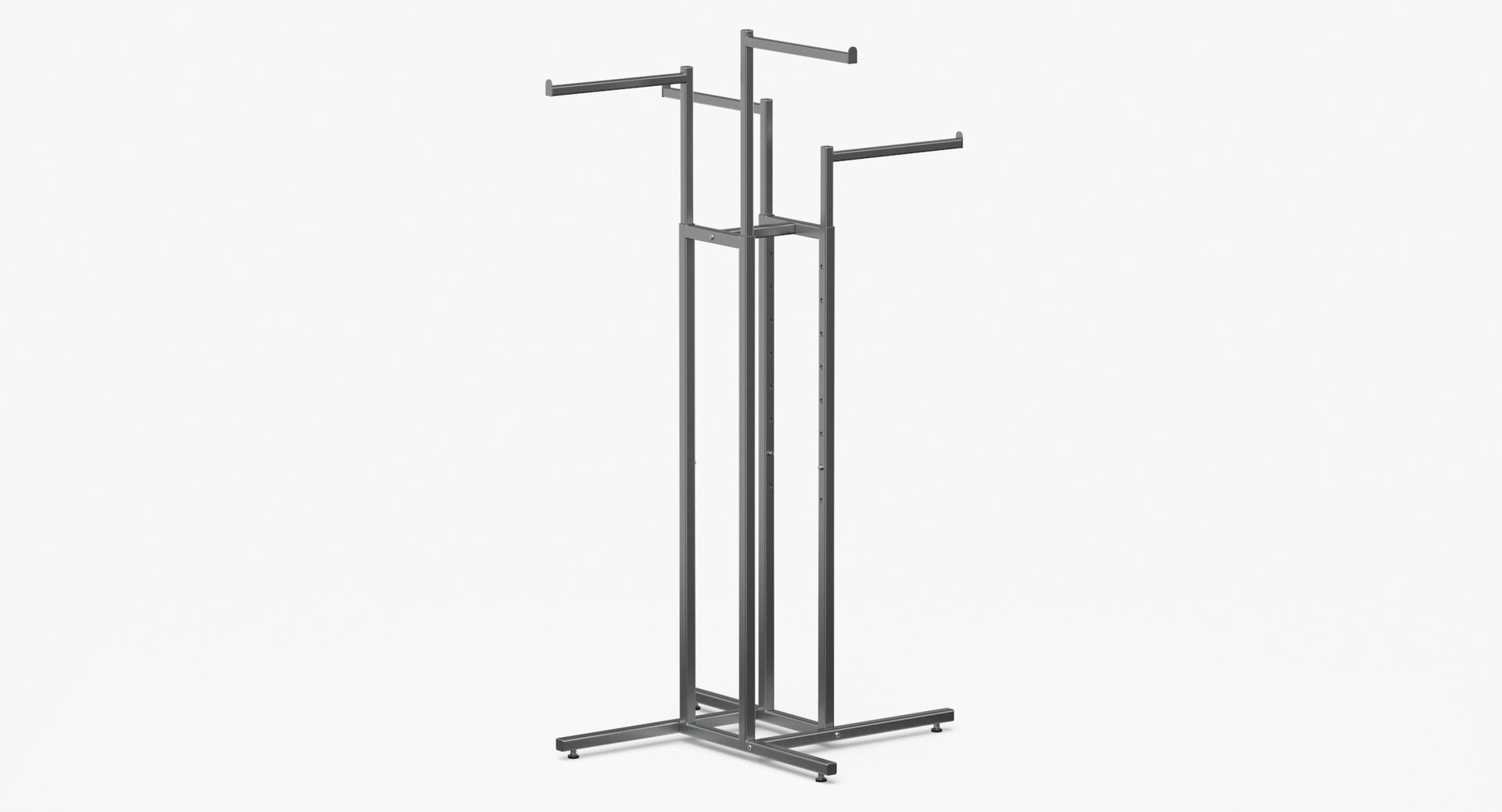 Clothing 4 Way Rack 03 Metal Black and White 3D model - TurboSquid 1965925