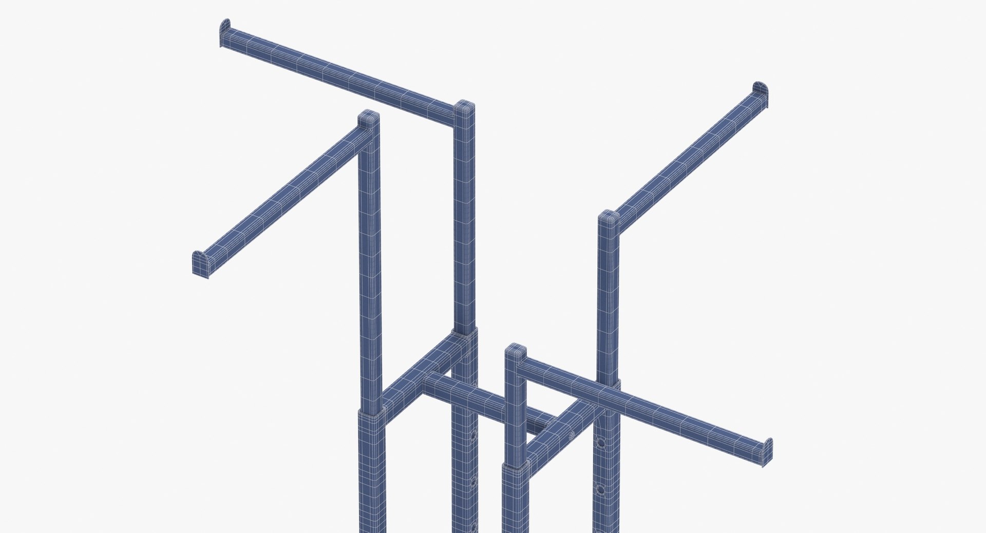 Clothing 4 Way Rack 03 Metal Black and White 3D model - TurboSquid 1965925