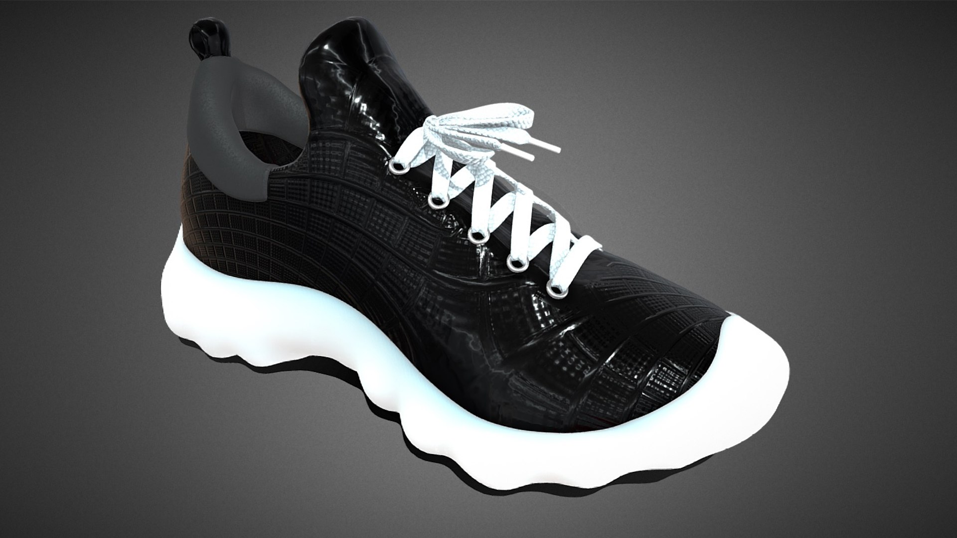 Black Running Shoe With Laces 3D Model - TurboSquid 2235218