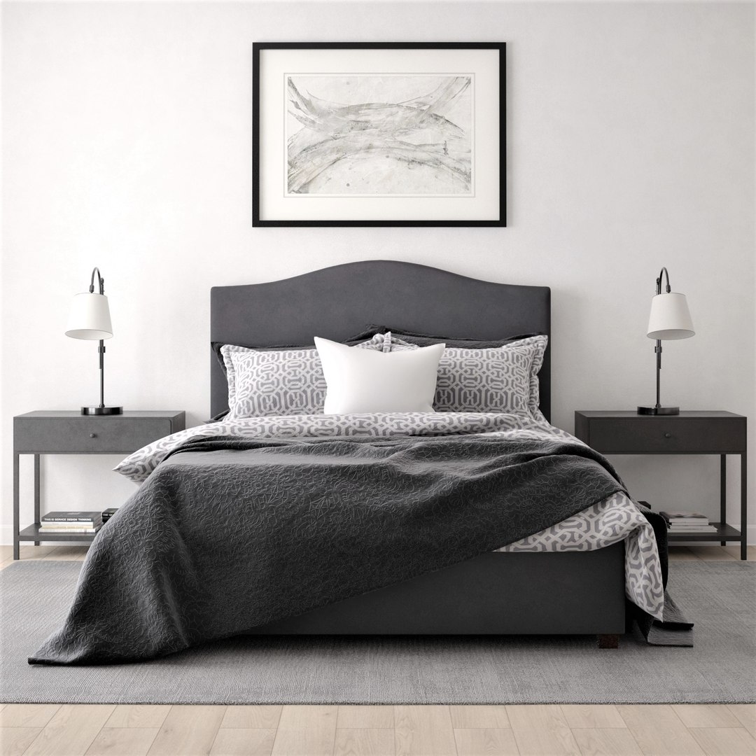 3D Pottery Barn Raleigh Bed - TurboSquid 1388786