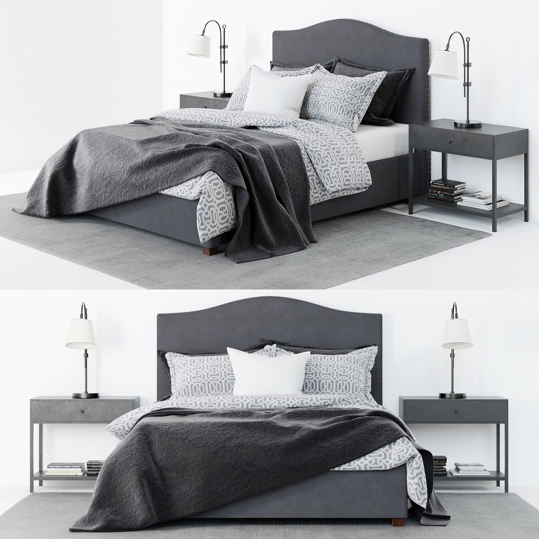 3D Pottery Barn Raleigh Bed - TurboSquid 1388786