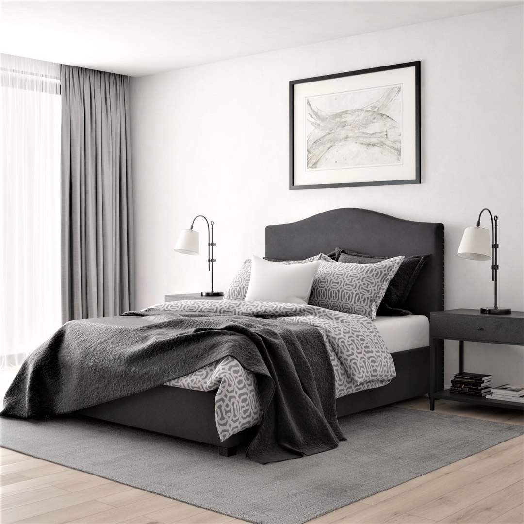 3D Pottery Barn Raleigh Bed - TurboSquid 1388786