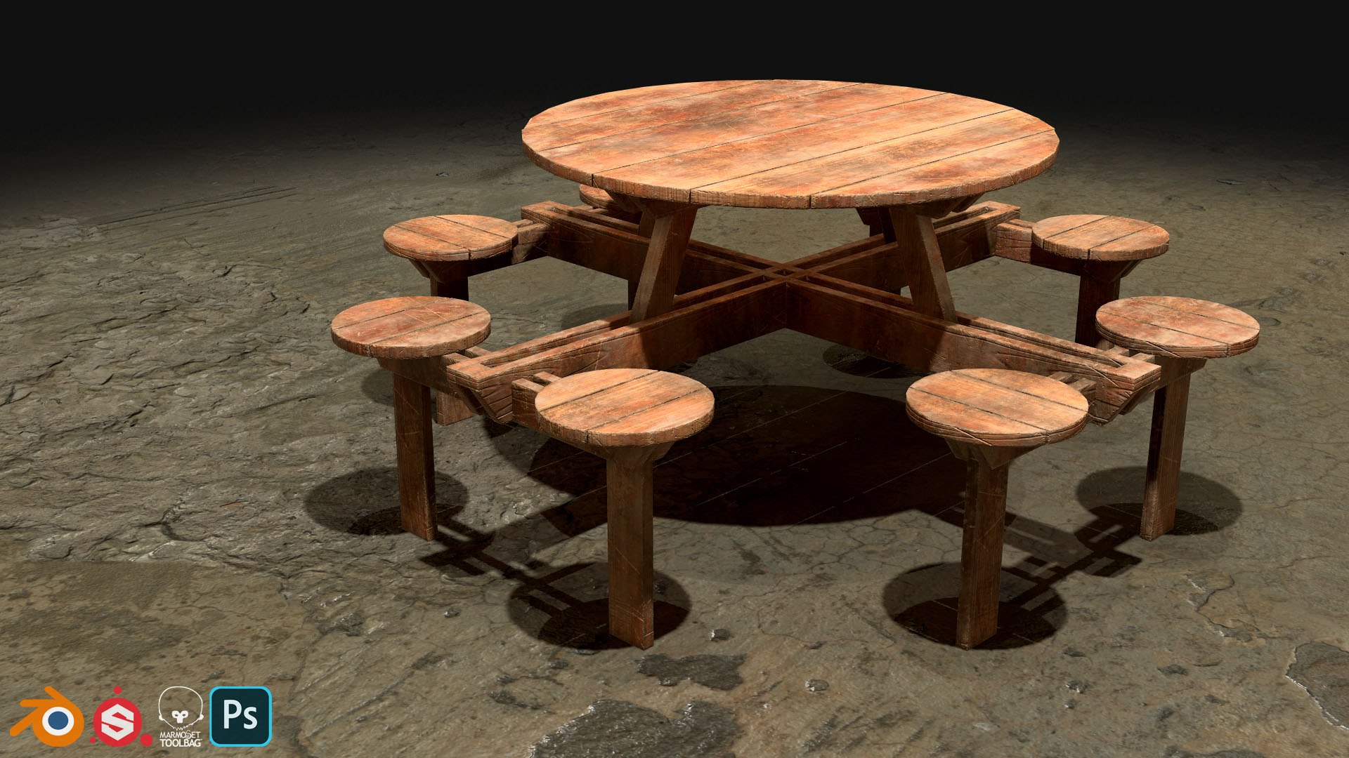 3D Model Picnic Bench 8Old - TurboSquid 2312738