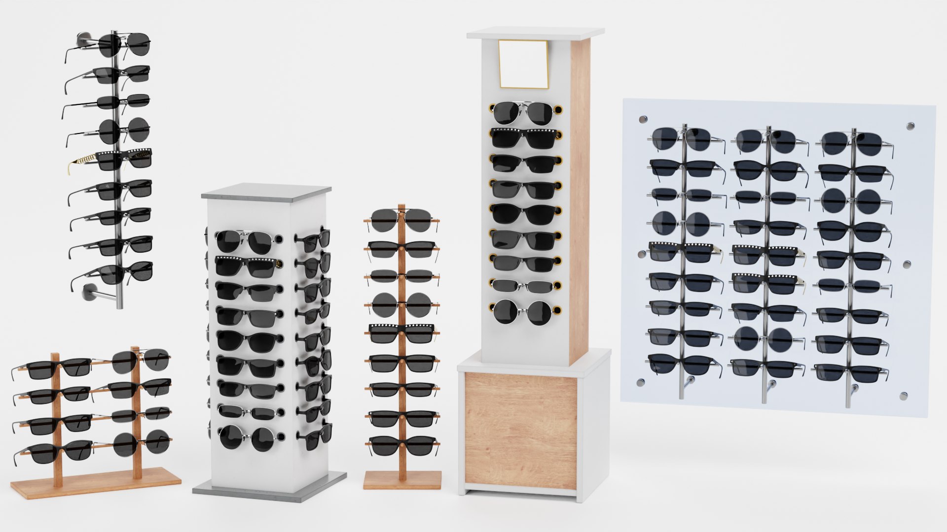 3D Model Sunglasses On Stands - TurboSquid 2042747