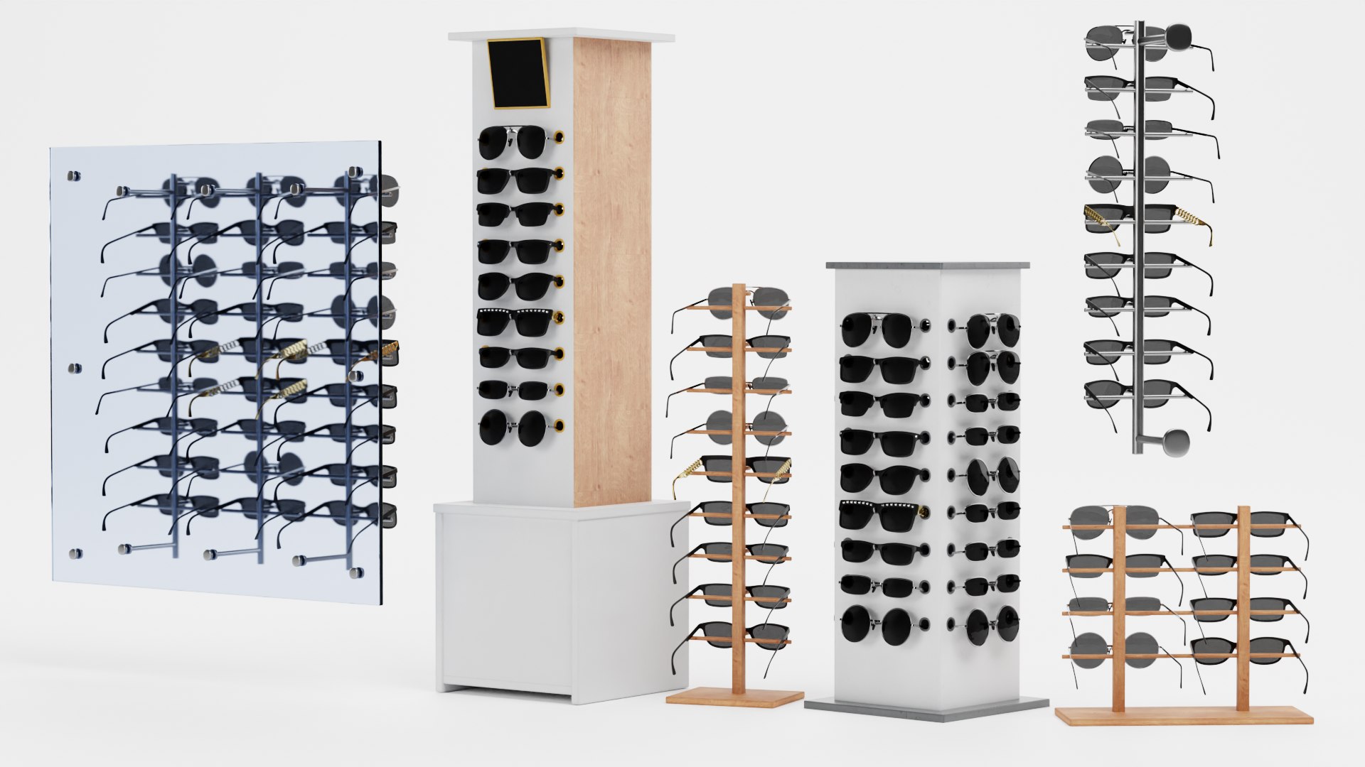 3D Model Sunglasses On Stands - TurboSquid 2042747