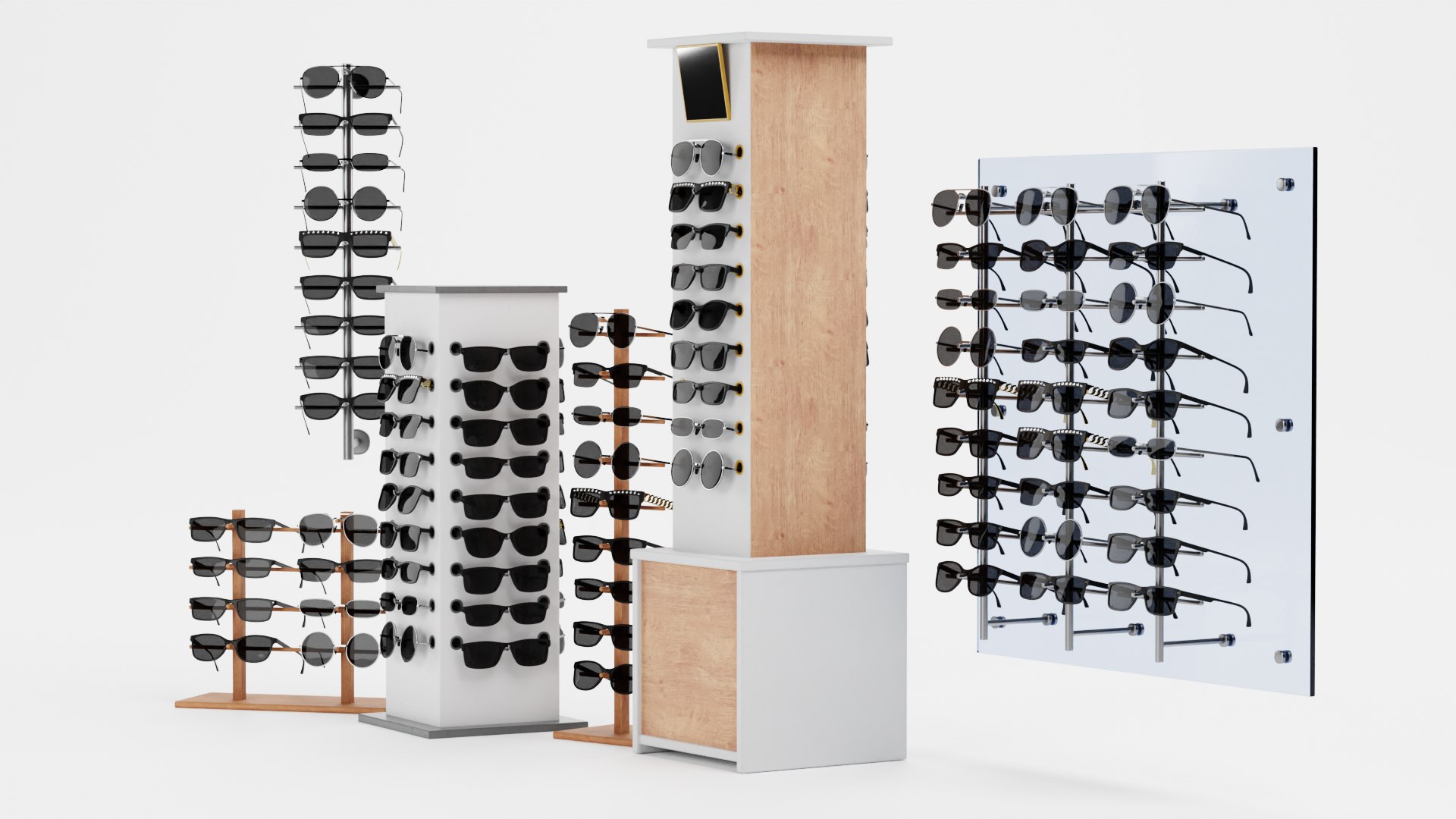 3D Model Sunglasses On Stands - TurboSquid 2042747