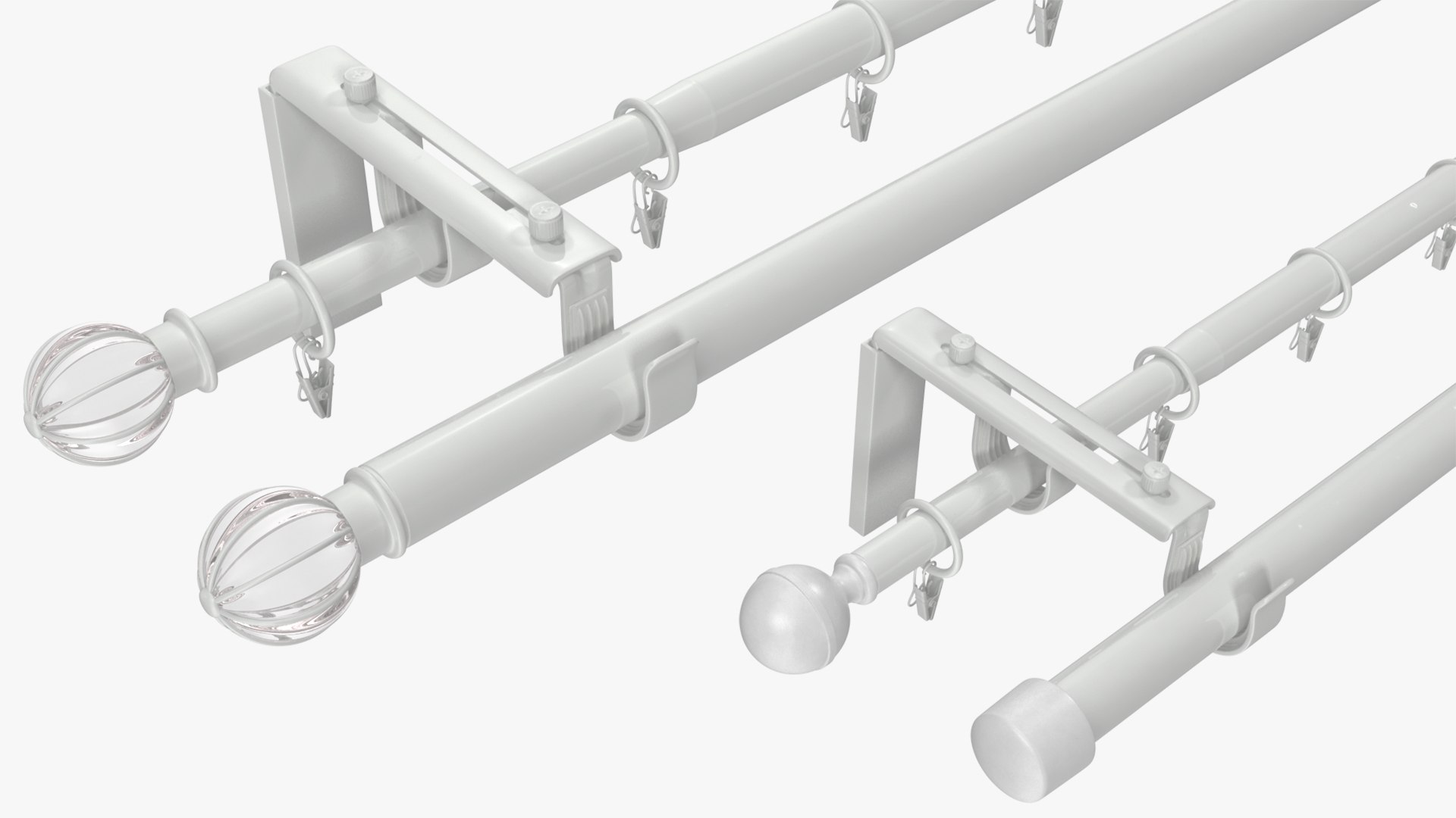 3D White Curtain Rods Model - TurboSquid 2011358