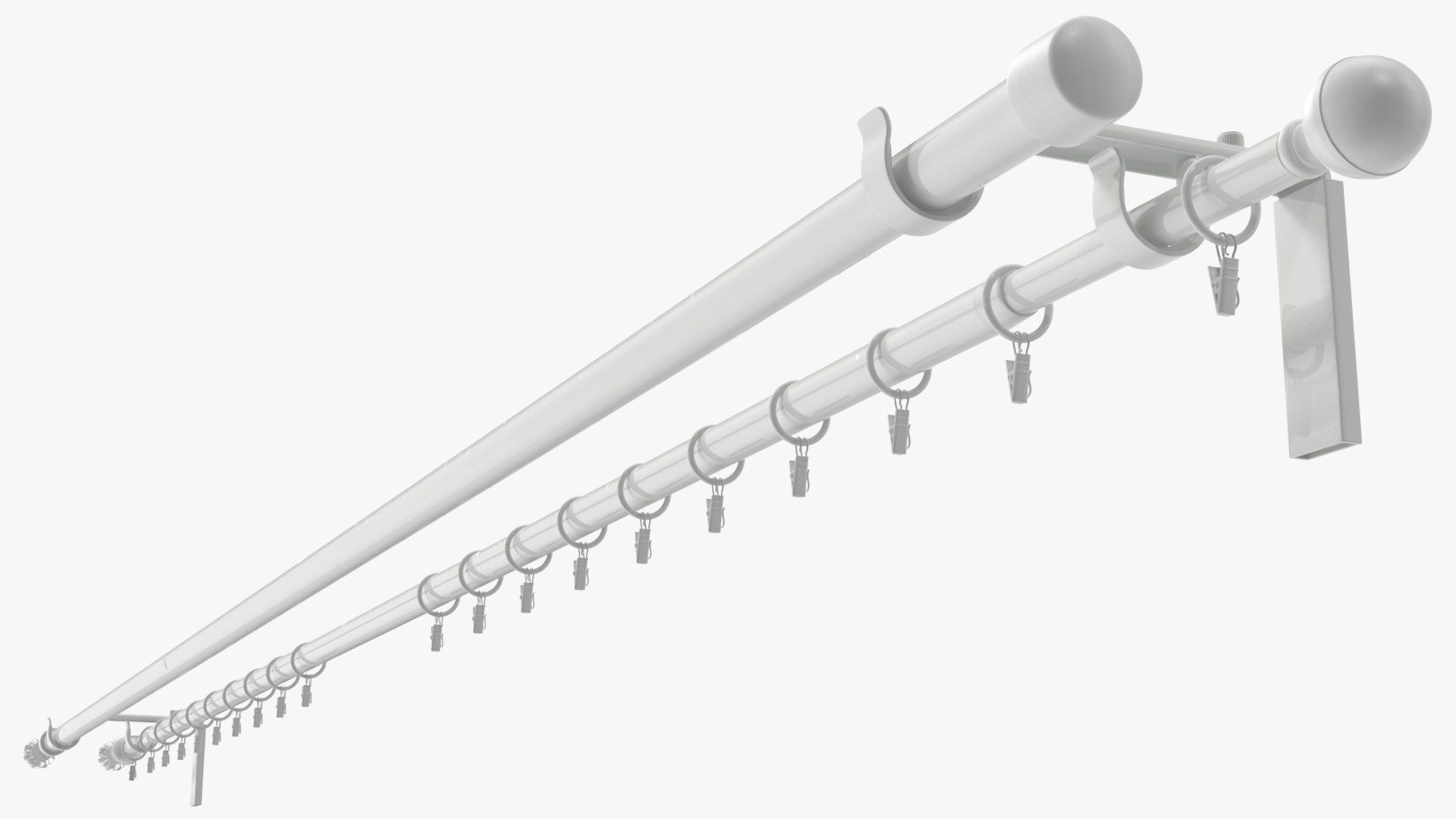 3D White Curtain Rods Model - TurboSquid 2011358