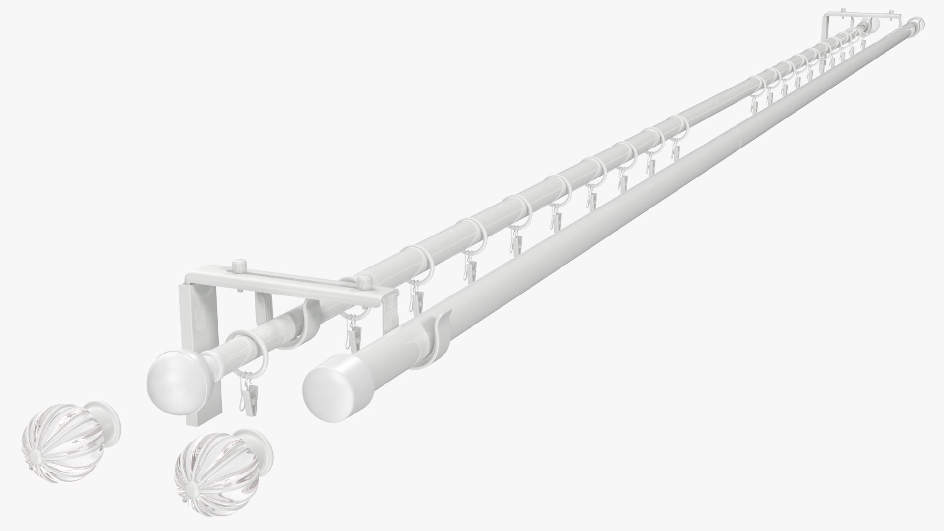 3D White Curtain Rods Model - TurboSquid 2011358