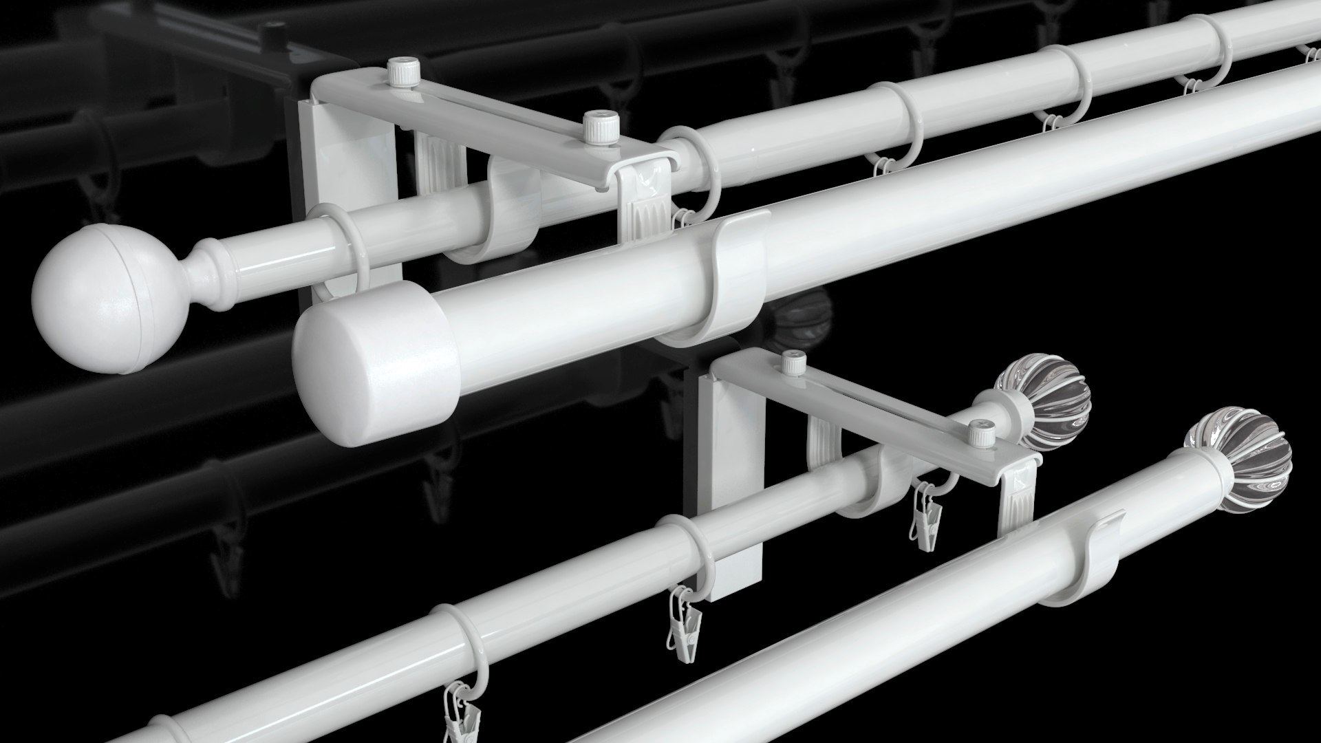 3D White Curtain Rods Model - TurboSquid 2011358