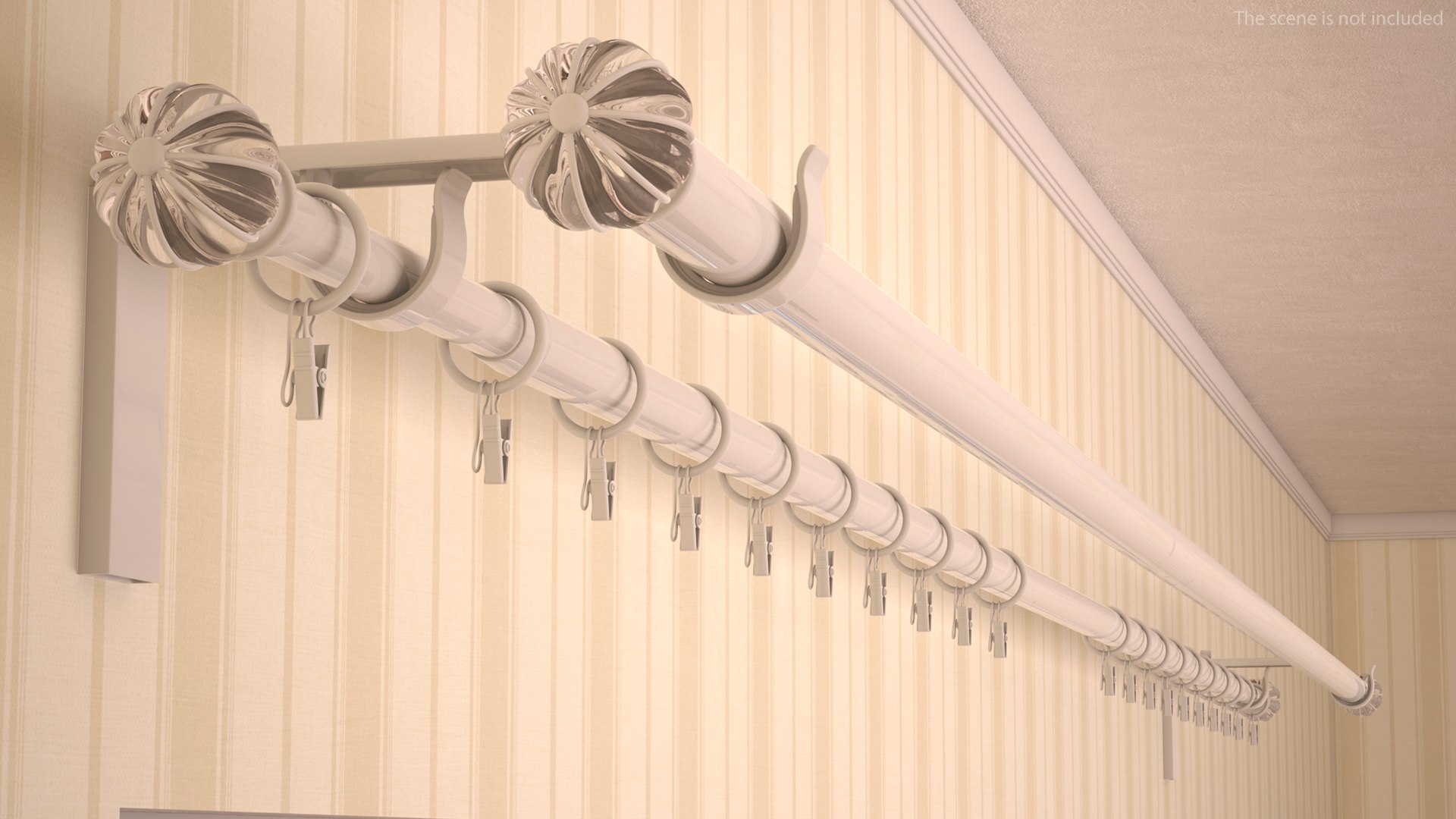 3D White Curtain Rods Model - TurboSquid 2011358