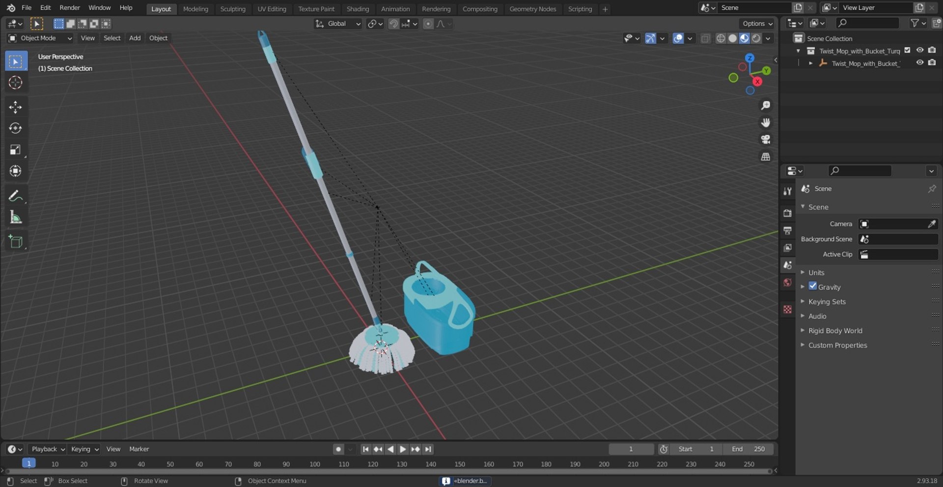 Twist Mop With Bucket Turquoise 3D Model - TurboSquid 2147240