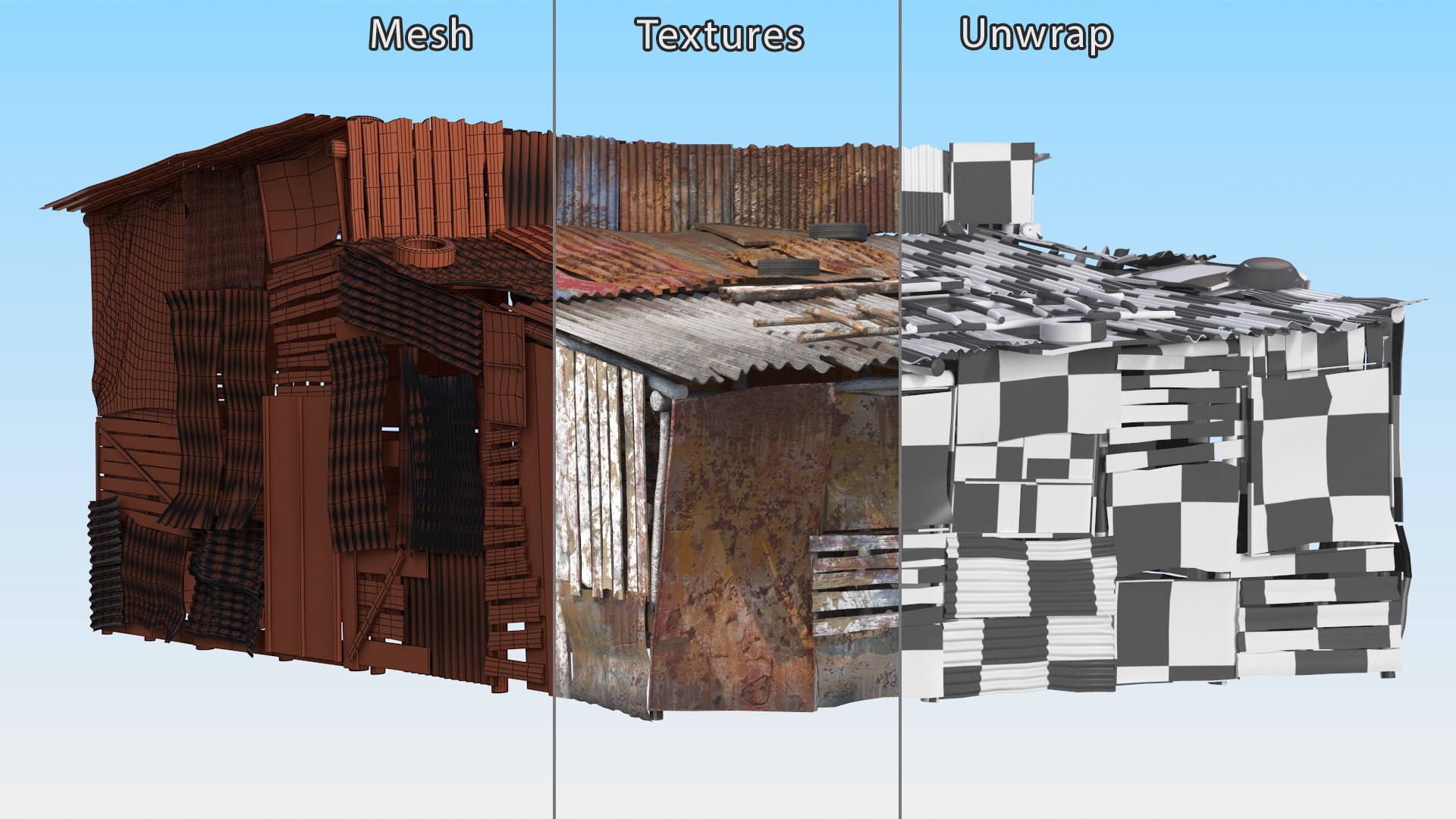 3D Rusty Sheet Metal Huts Collection 2 Model - TurboSquid 2374298