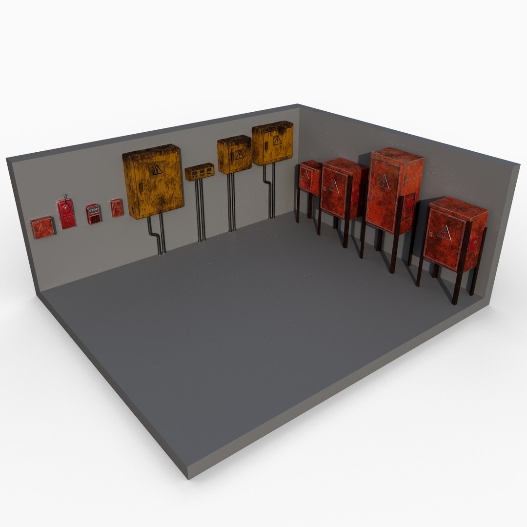 Painted rusty electrical panels model - TurboSquid 1288878