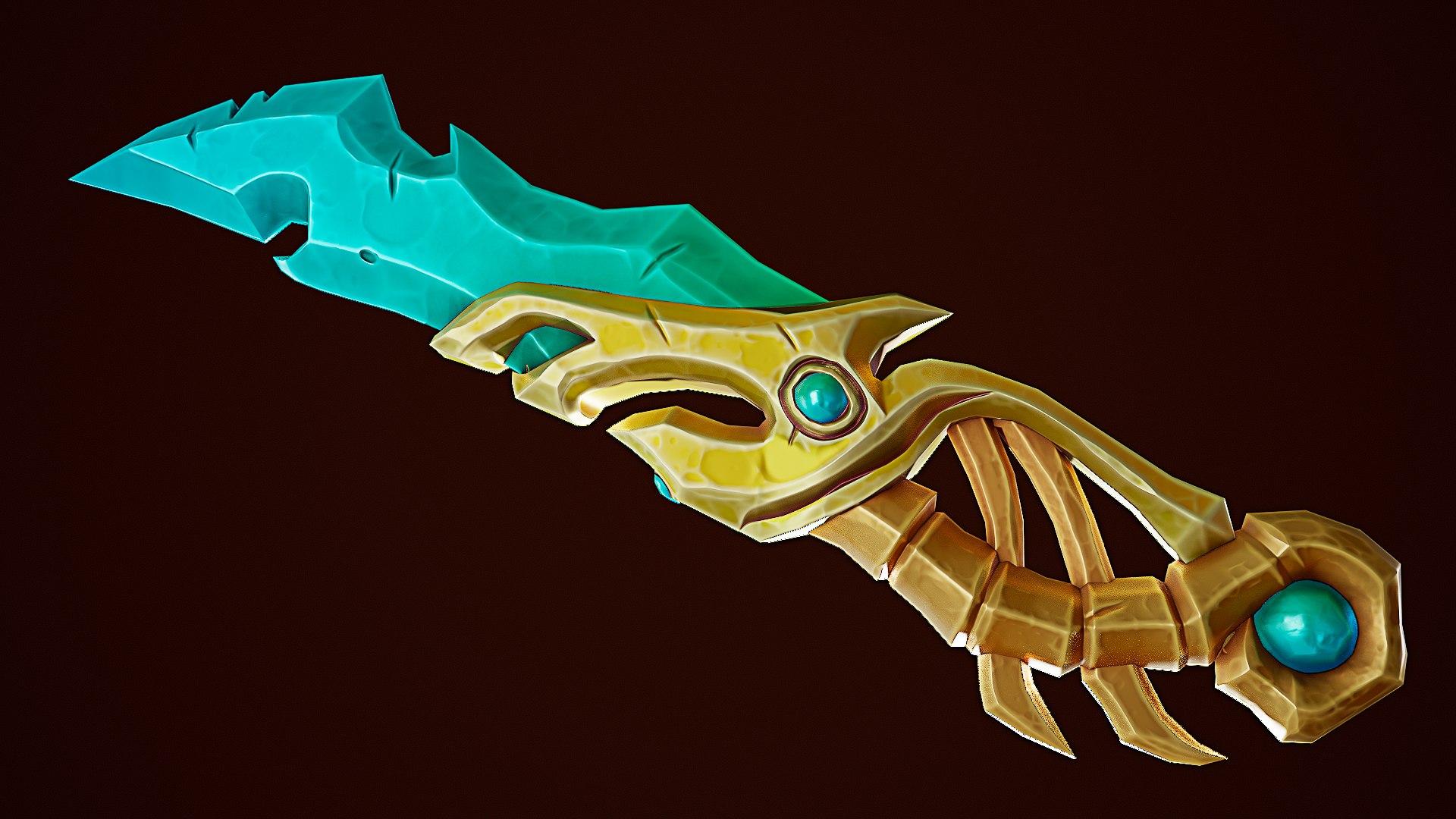 Gold-Krystall Stylize Sword 3D Model - TurboSquid 2047283