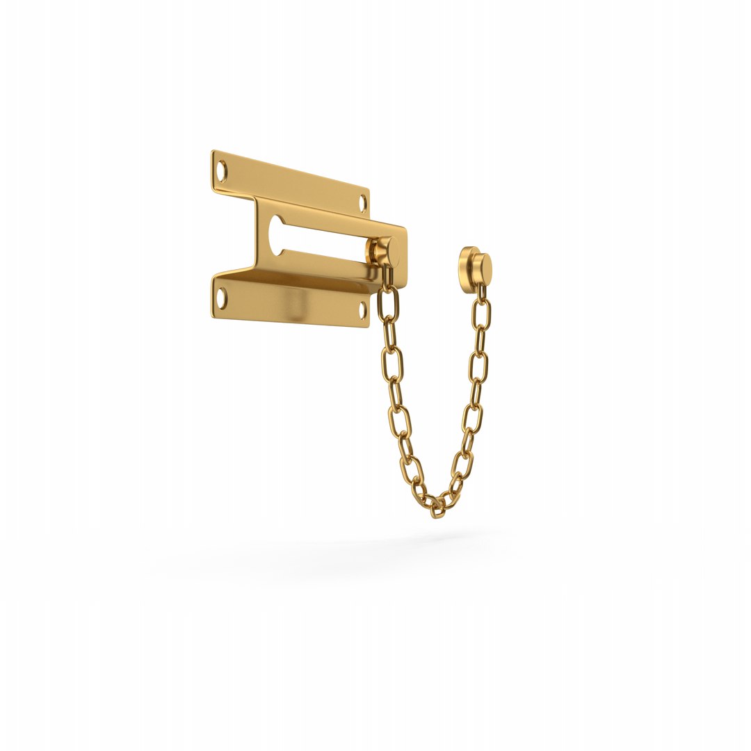 Gold Door Chain And Lock 3D Model - TurboSquid 1996543