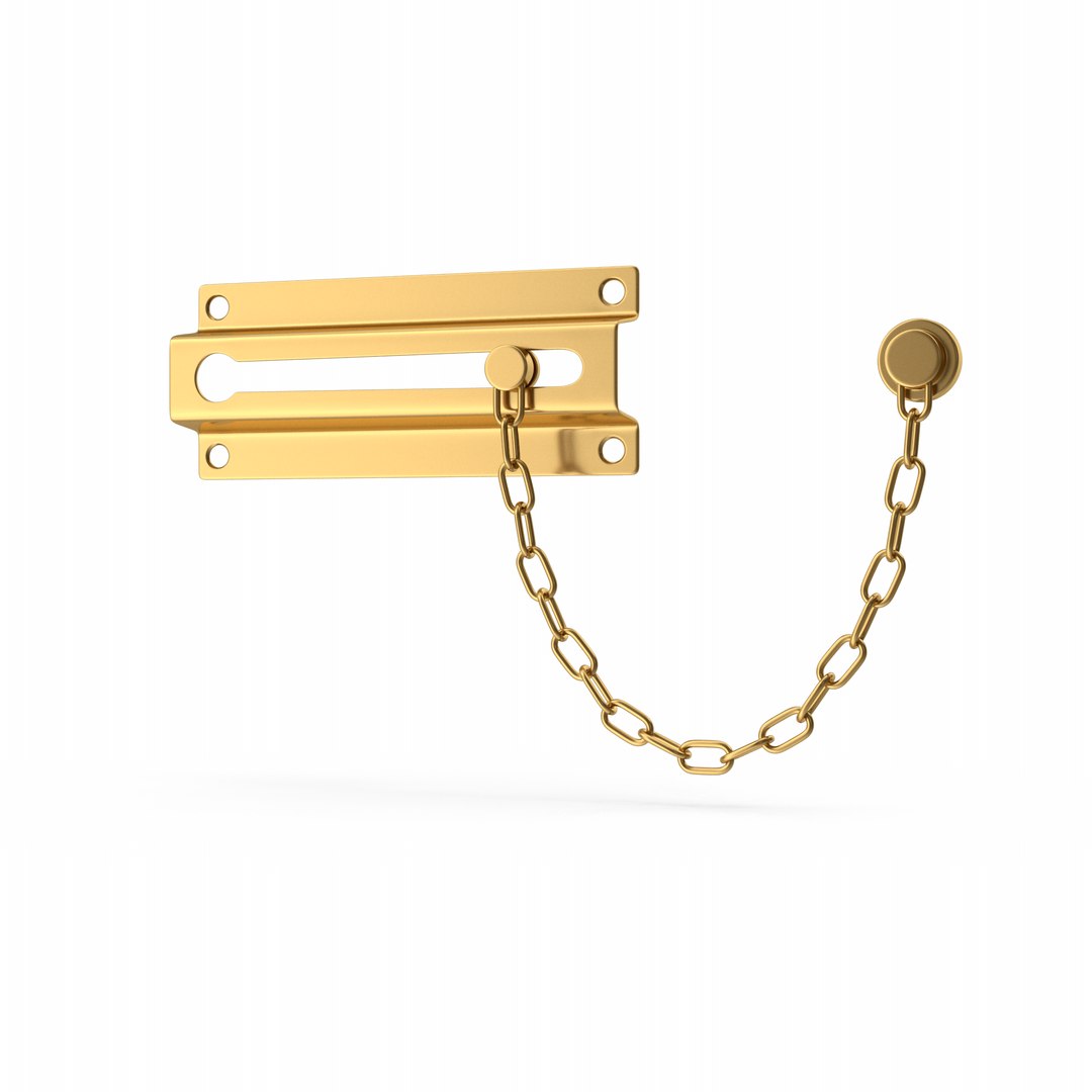 Gold Door Chain And Lock 3D Model - TurboSquid 1996543