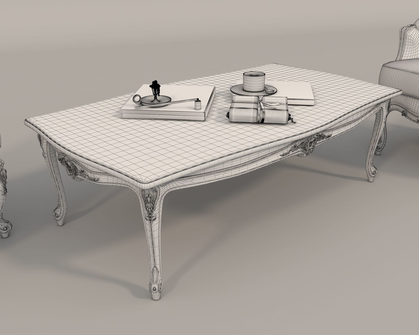 Classic European Style Coffee Table And Armchair 22 3D - TurboSquid 2271211