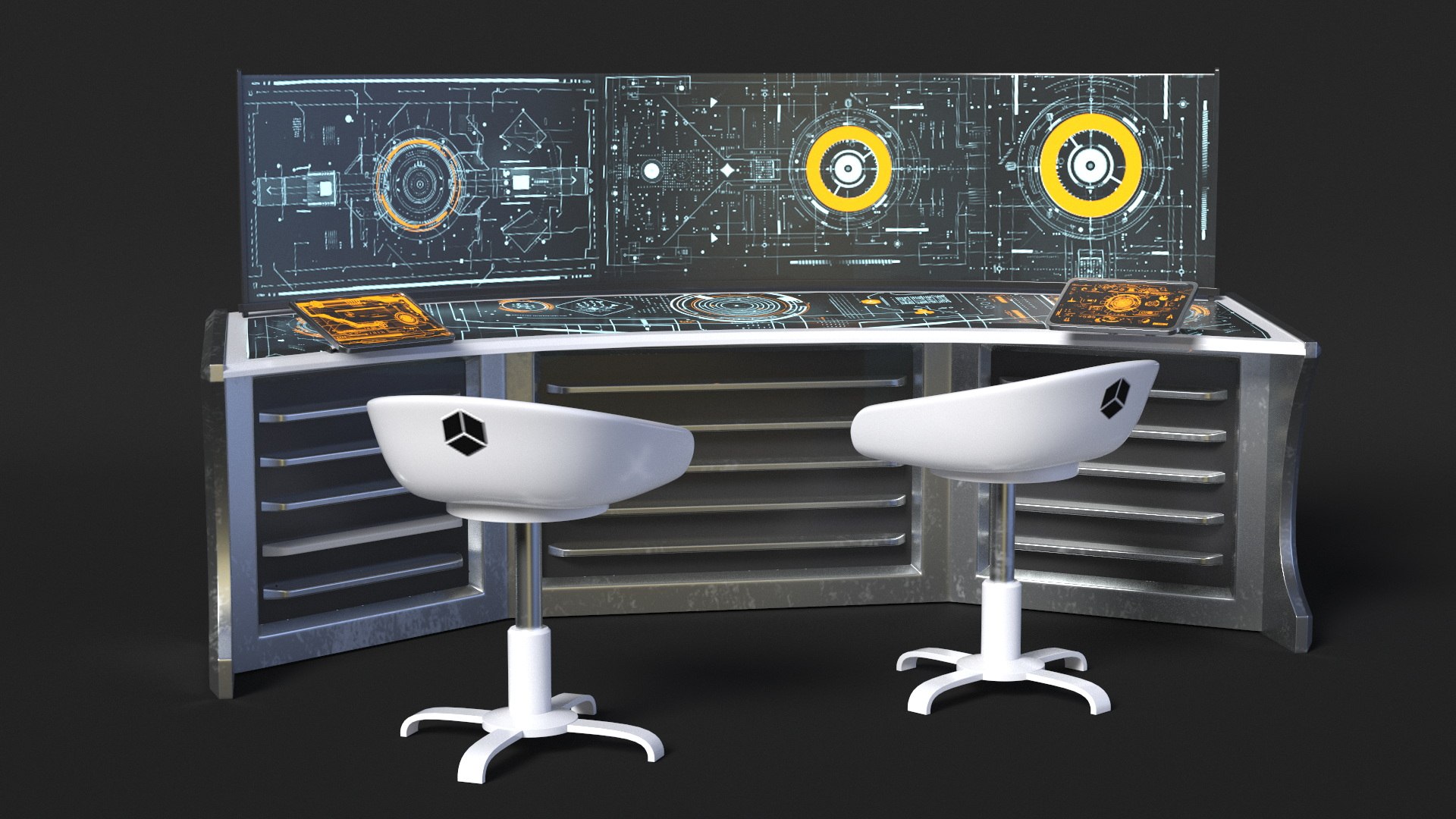 Futuristic Command Center Console With Chair 3D - TurboSquid 2318857