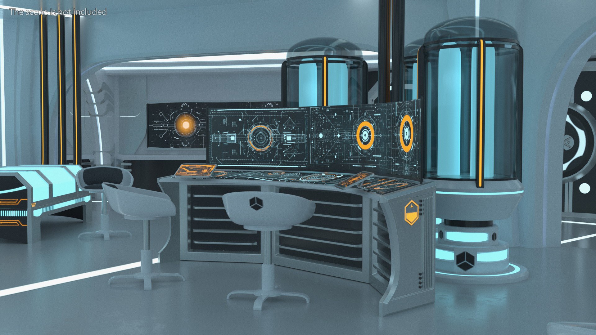 Futuristic Command Center Console With Chair 3D - TurboSquid 2318857