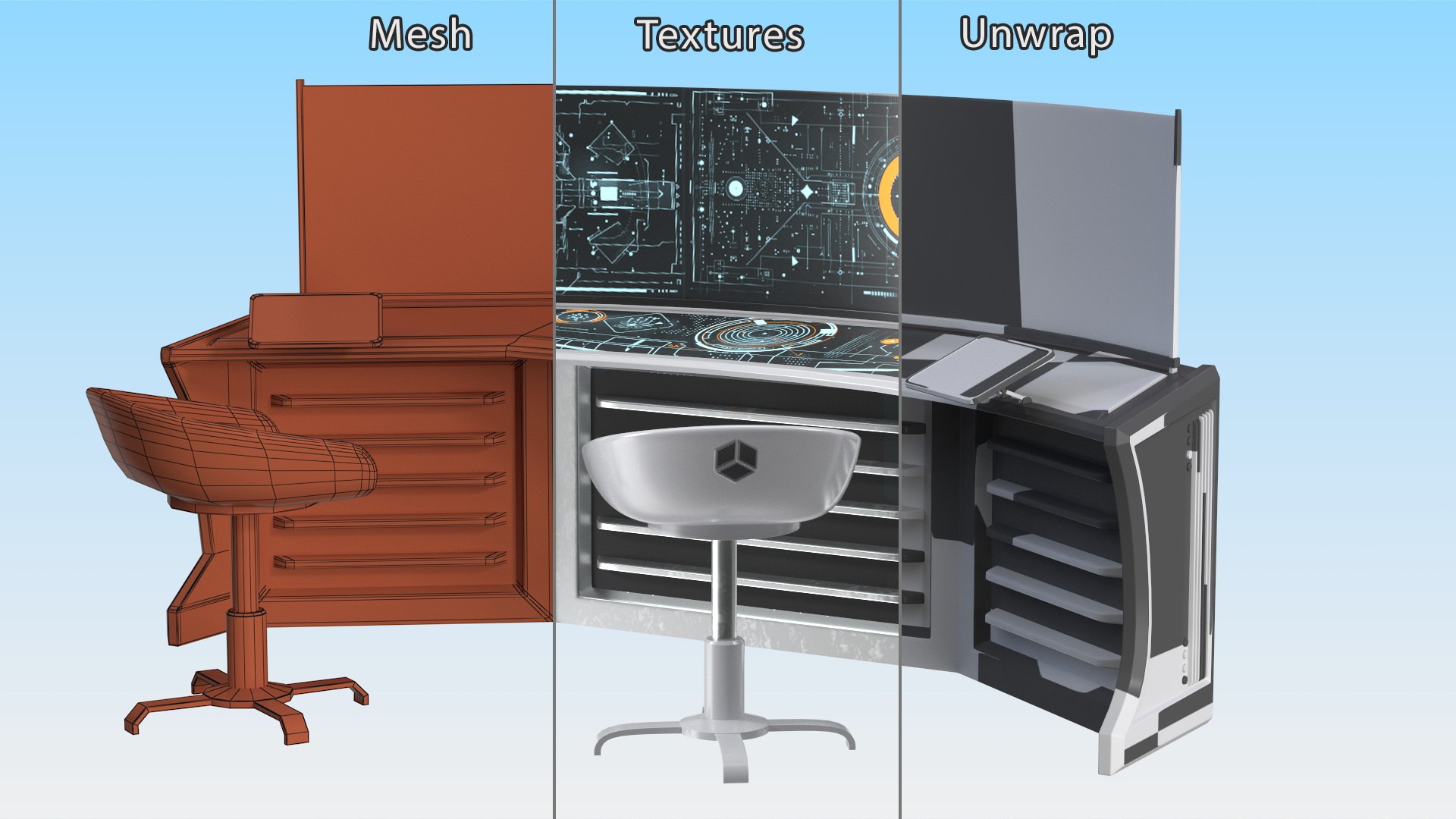 Futuristic Command Center Console With Chair 3D - TurboSquid 2318857