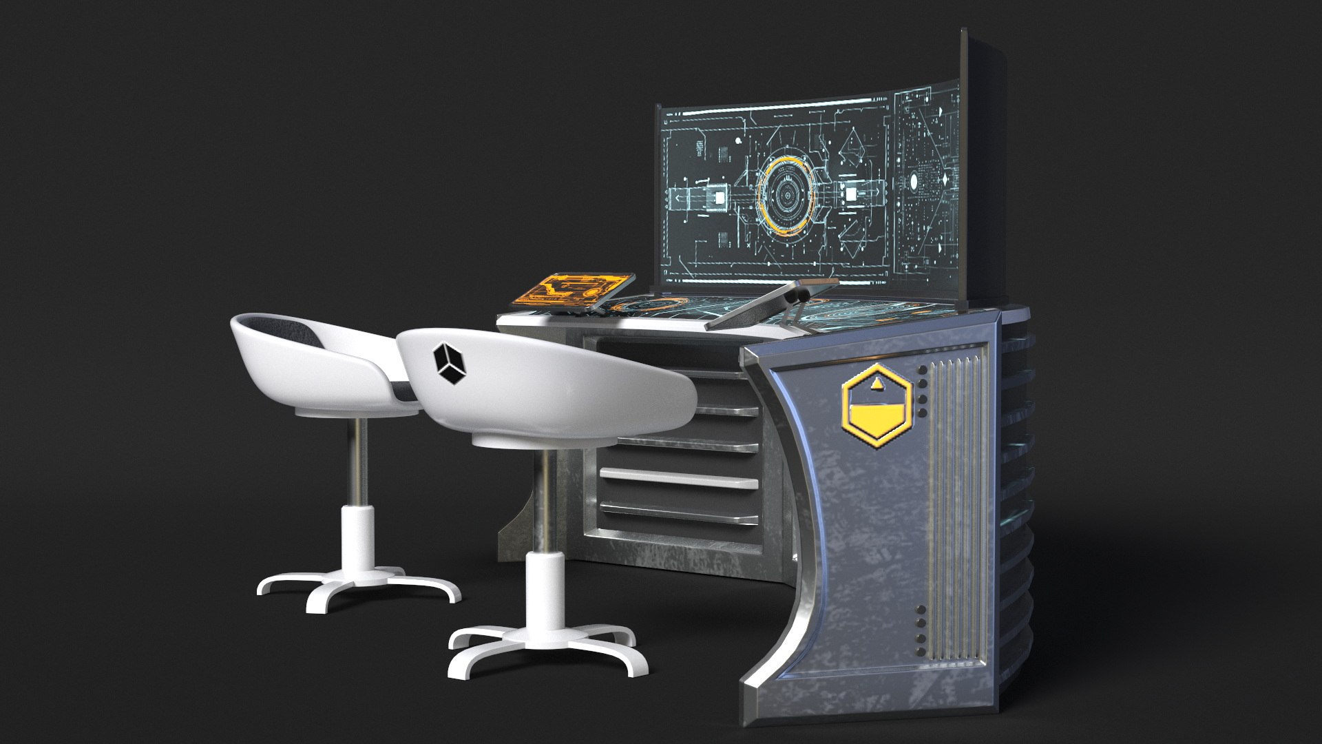 Futuristic Command Center Console With Chair 3D - TurboSquid 2318857
