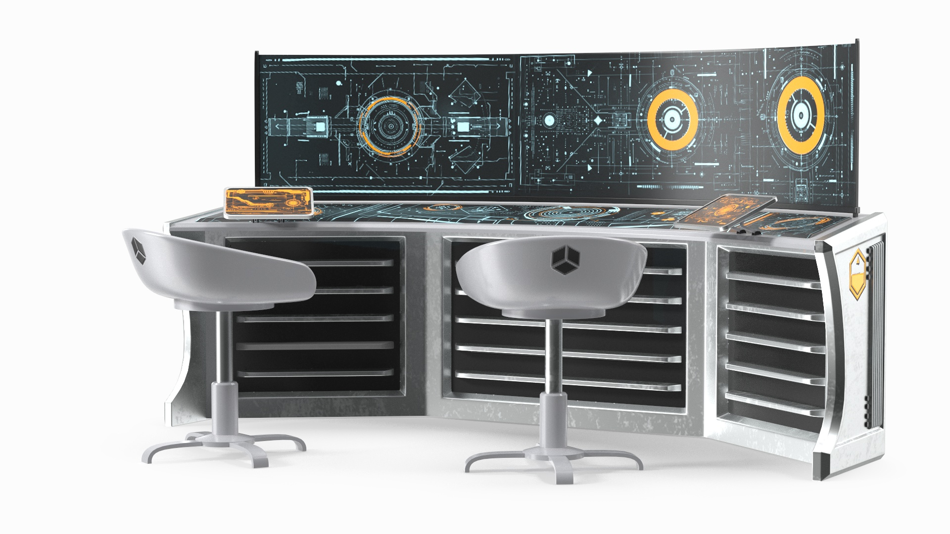 Futuristic Command Center Console With Chair 3D - TurboSquid 2318857