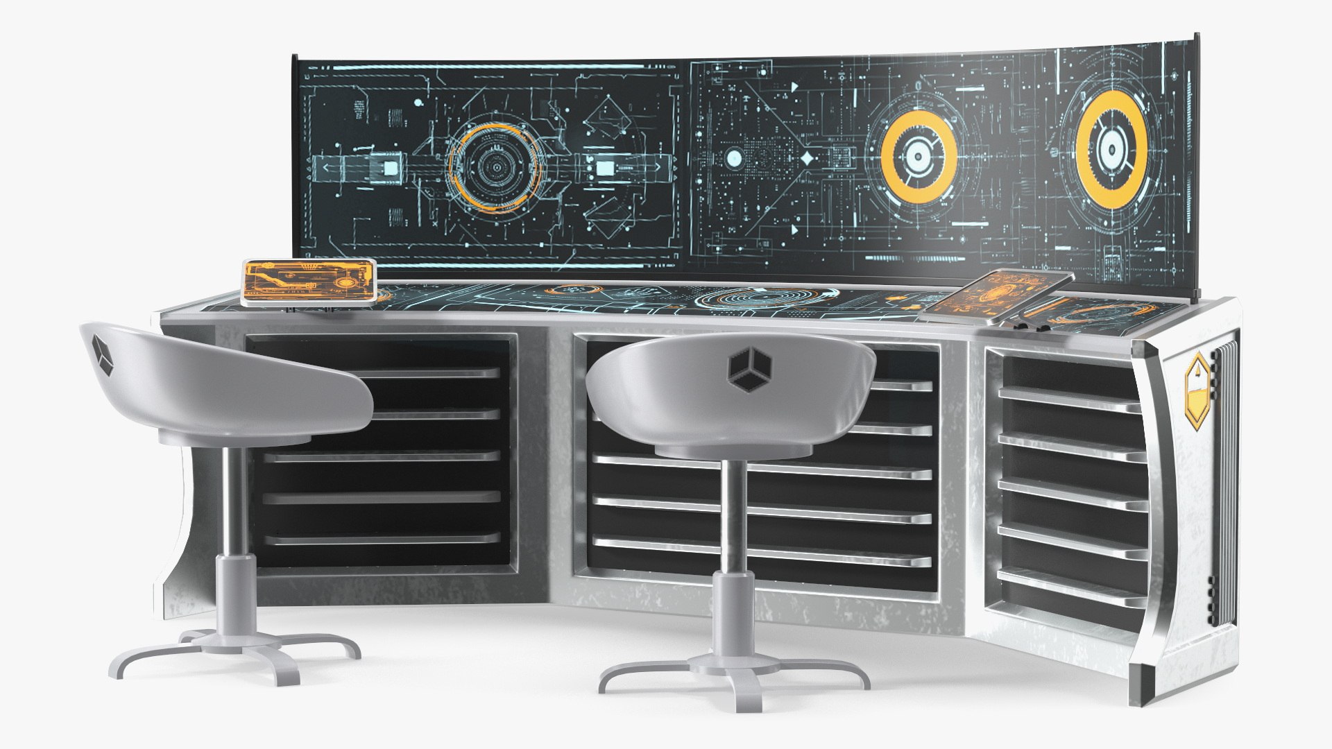 Futuristic Command Center Console With Chair 3D - TurboSquid 2318857