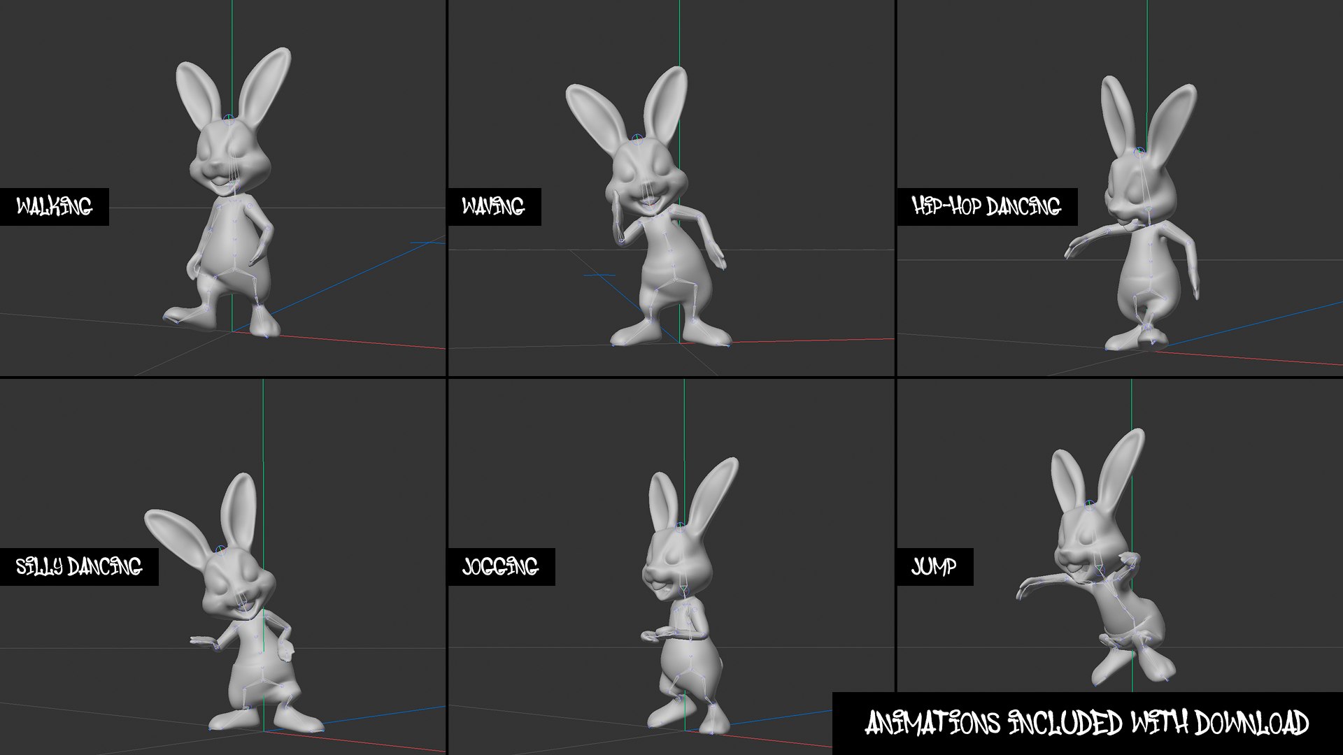 3D Model Friendly Bunny Animated Rigged - TurboSquid 2360449