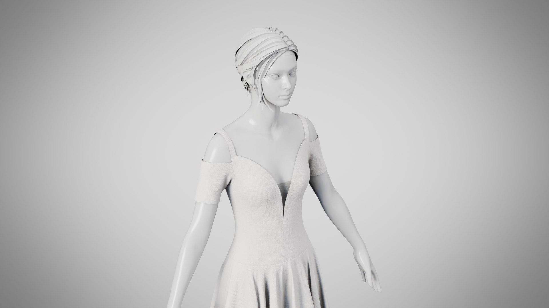 3D Model Dress 38 Silver Feather - TurboSquid 2520771