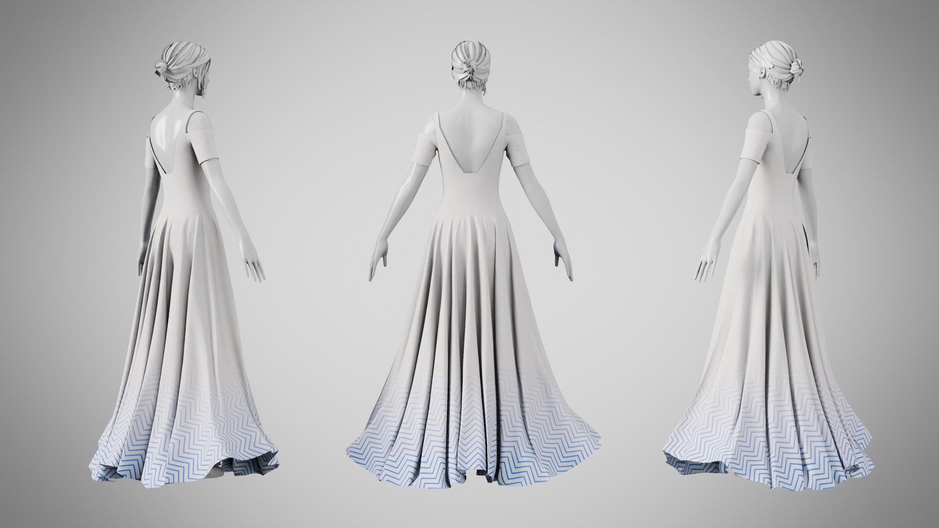 3D Model Dress 38 Silver Feather - TurboSquid 2520771