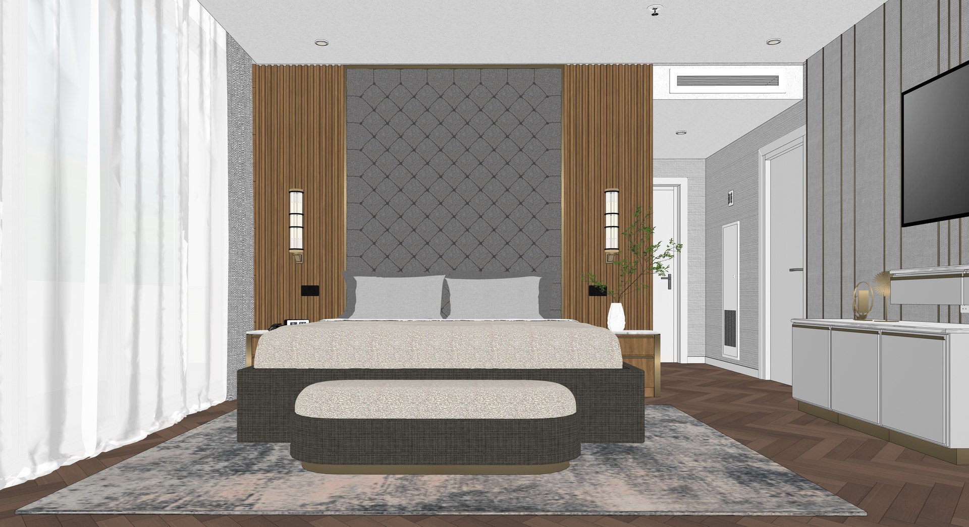 3D Model Modern Hill House Interior Scene - Master Bed Room 3D Model ...