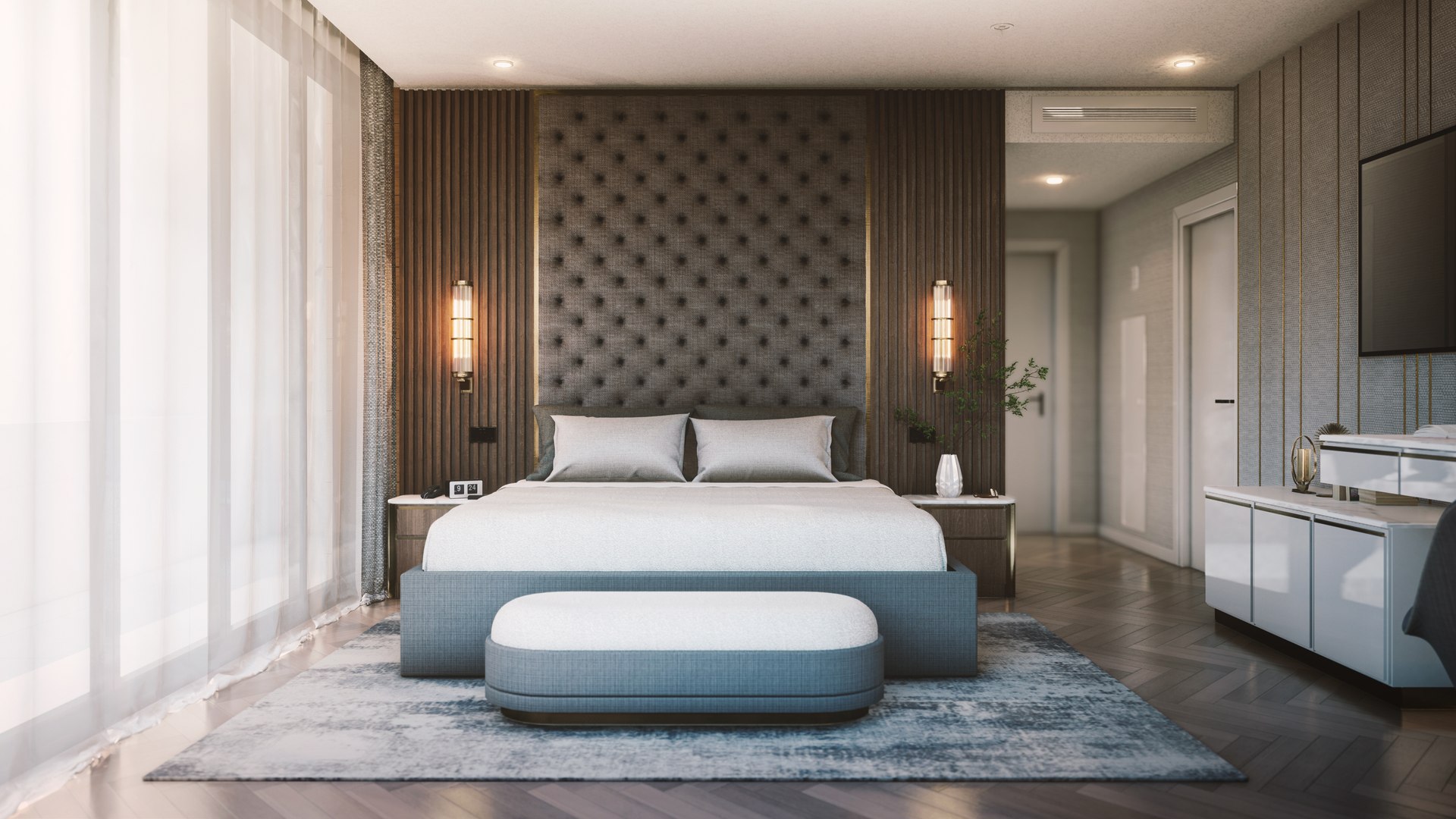 3D Model Modern Hill House Interior Scene - Master Bed Room 3D Model ...