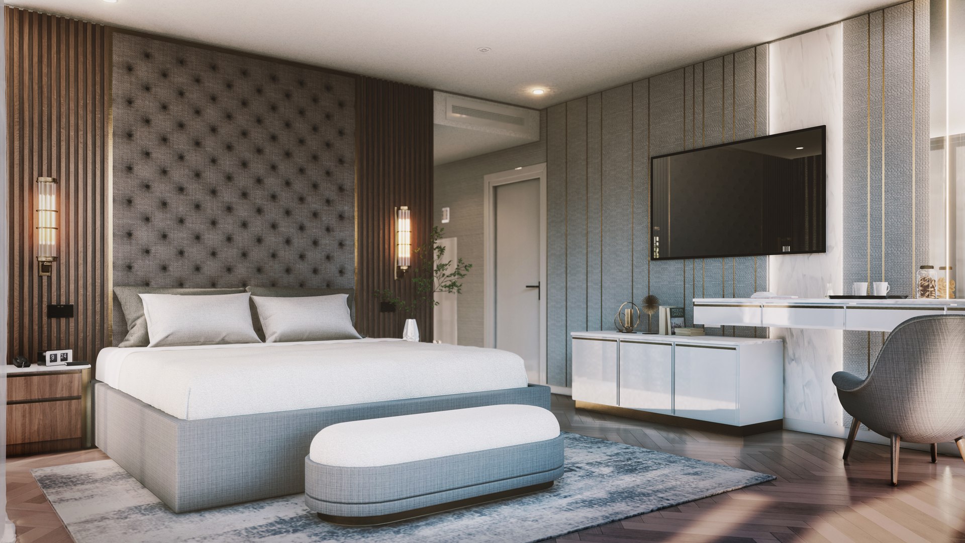 3D Model Modern Hill House Interior Scene - Master Bed Room 3D Model ...