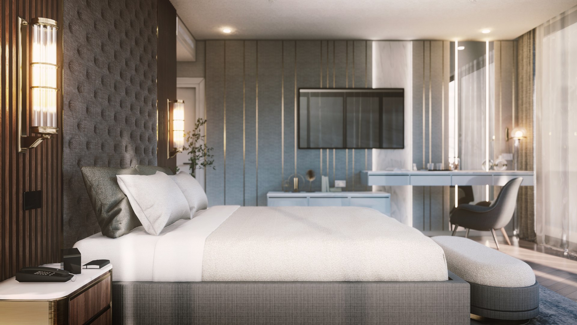 3D Model Modern Hill House Interior Scene - Master Bed Room 3D Model ...