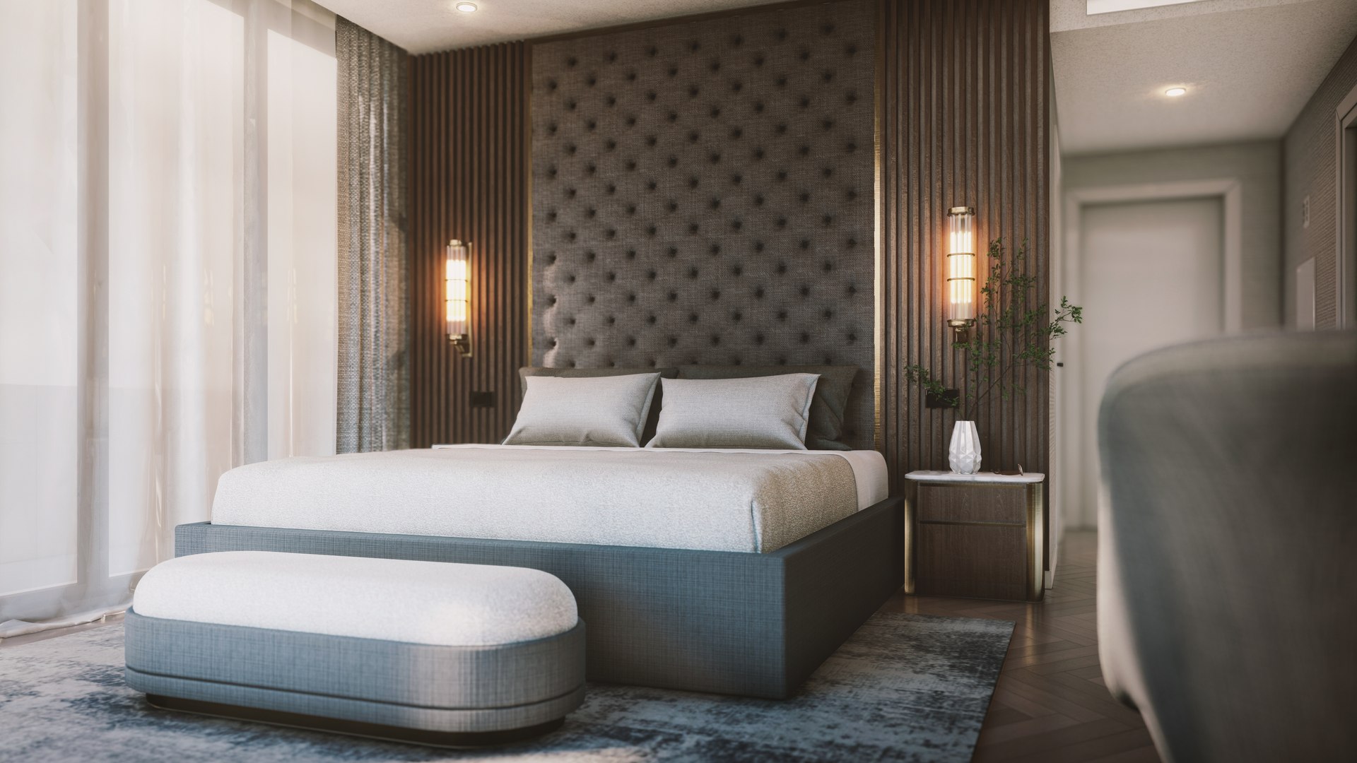 3D Model Modern Hill House Interior Scene - Master Bed Room 3D Model ...