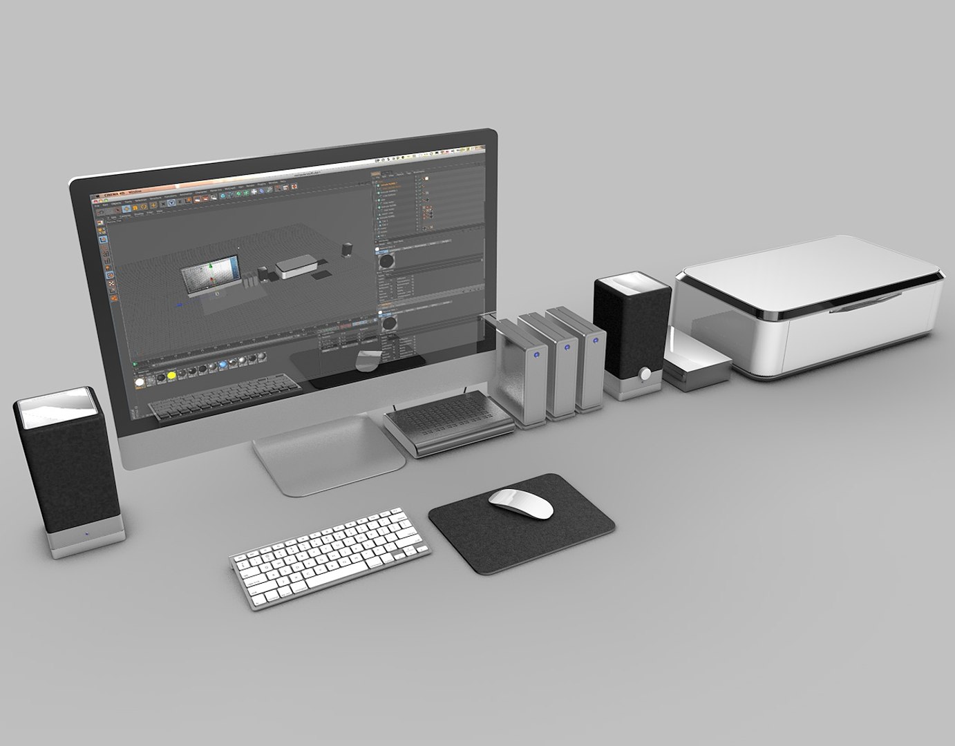 3d model computer workstation tech pack