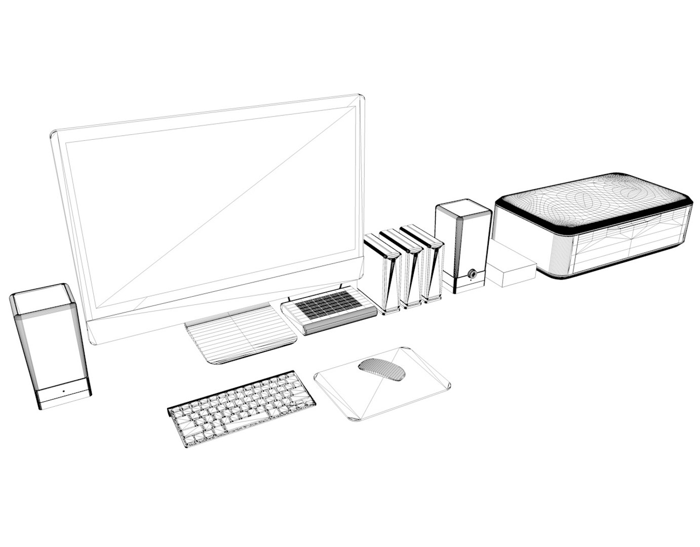 3d model computer workstation tech pack