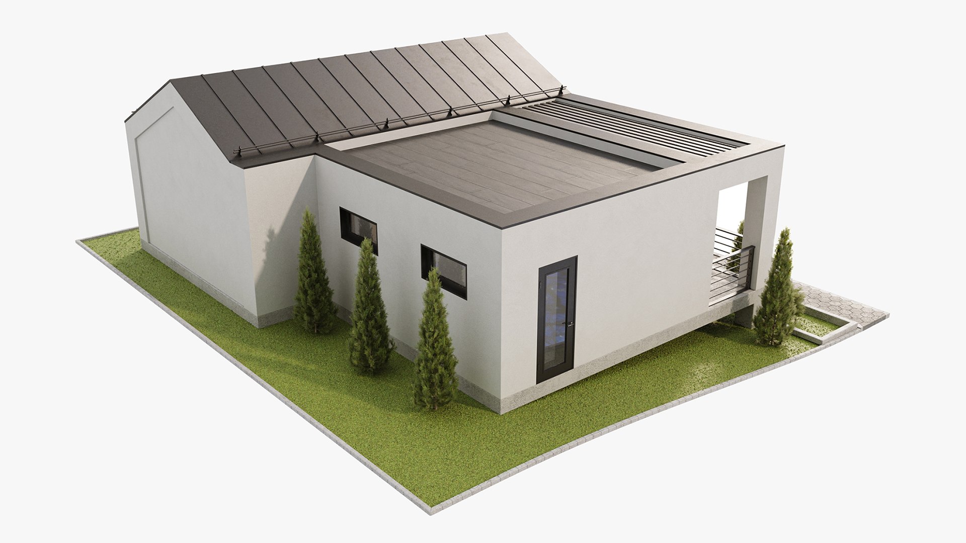 Modern Single-story House 3D Model - TurboSquid 2301812