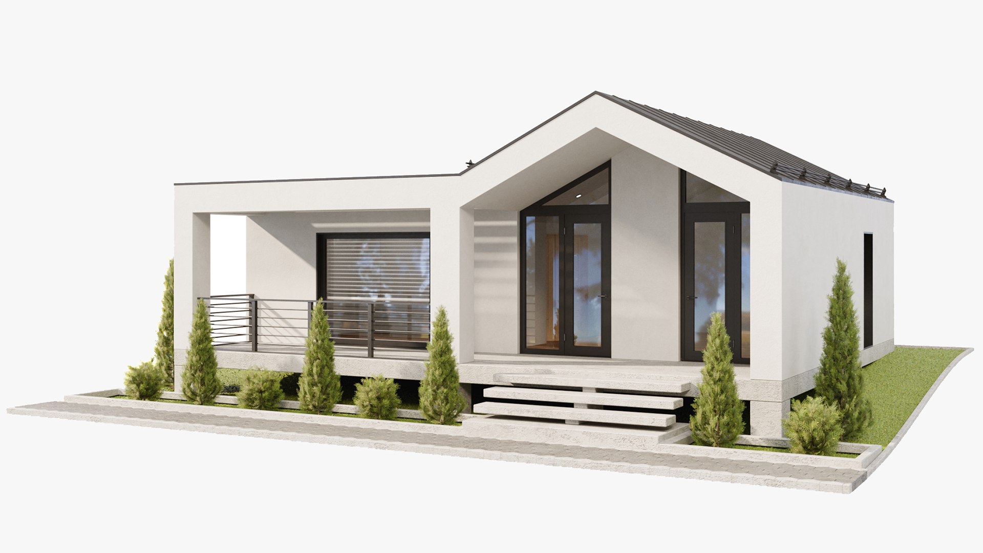 Modern Single-story House 3D Model - TurboSquid 2301812