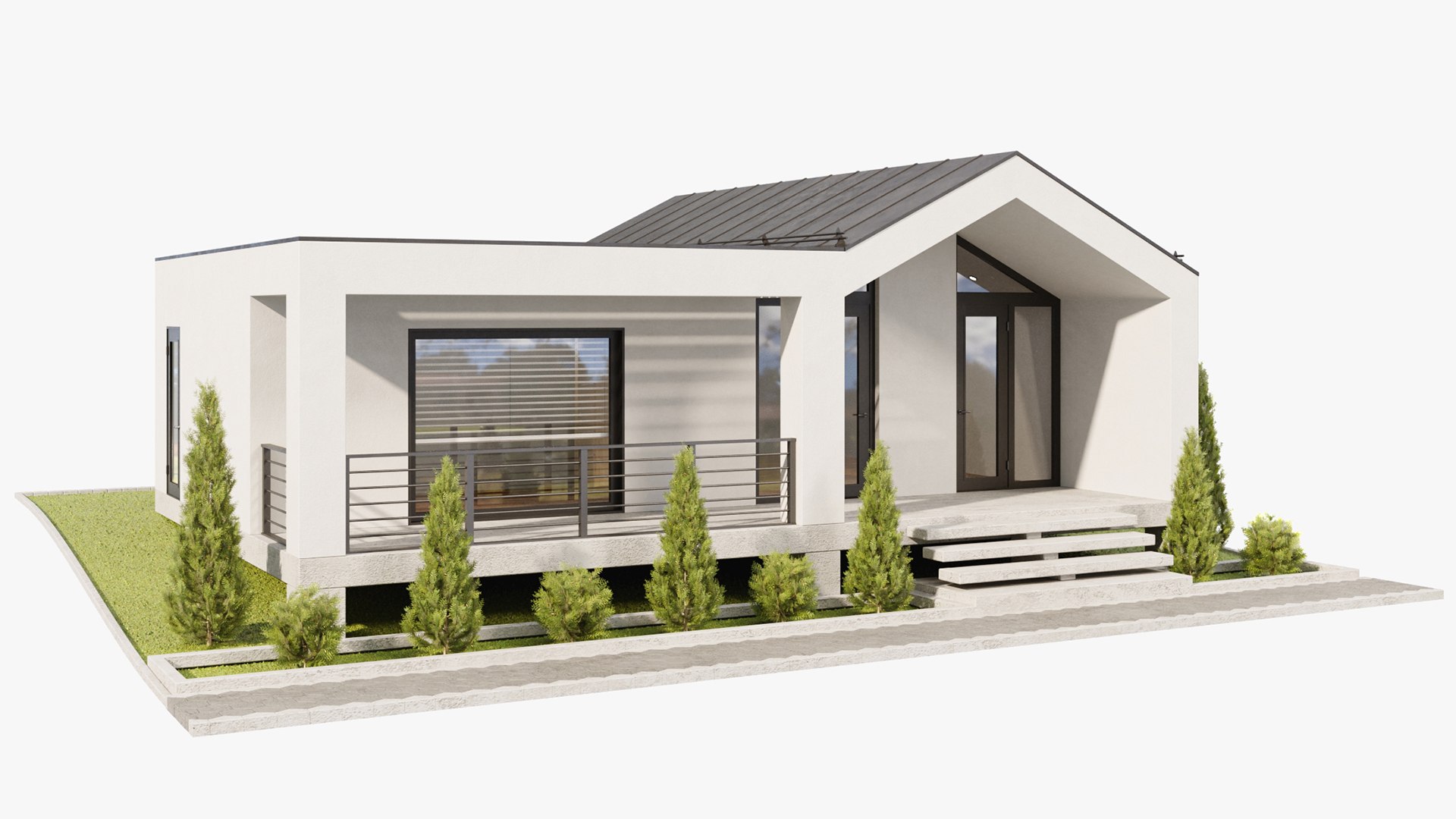 Modern Single-story House 3D Model - TurboSquid 2301812