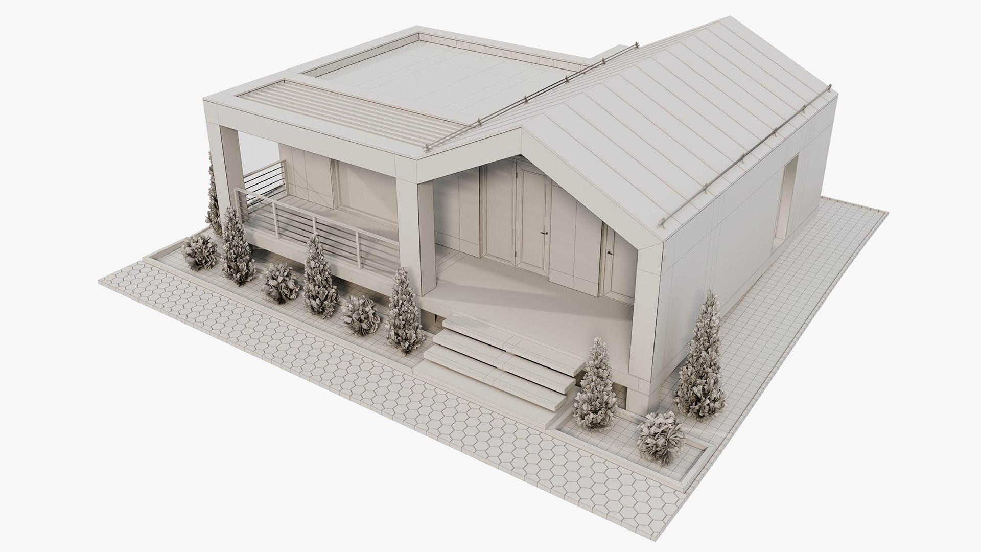 Modern Single-story House 3D Model - TurboSquid 2301812