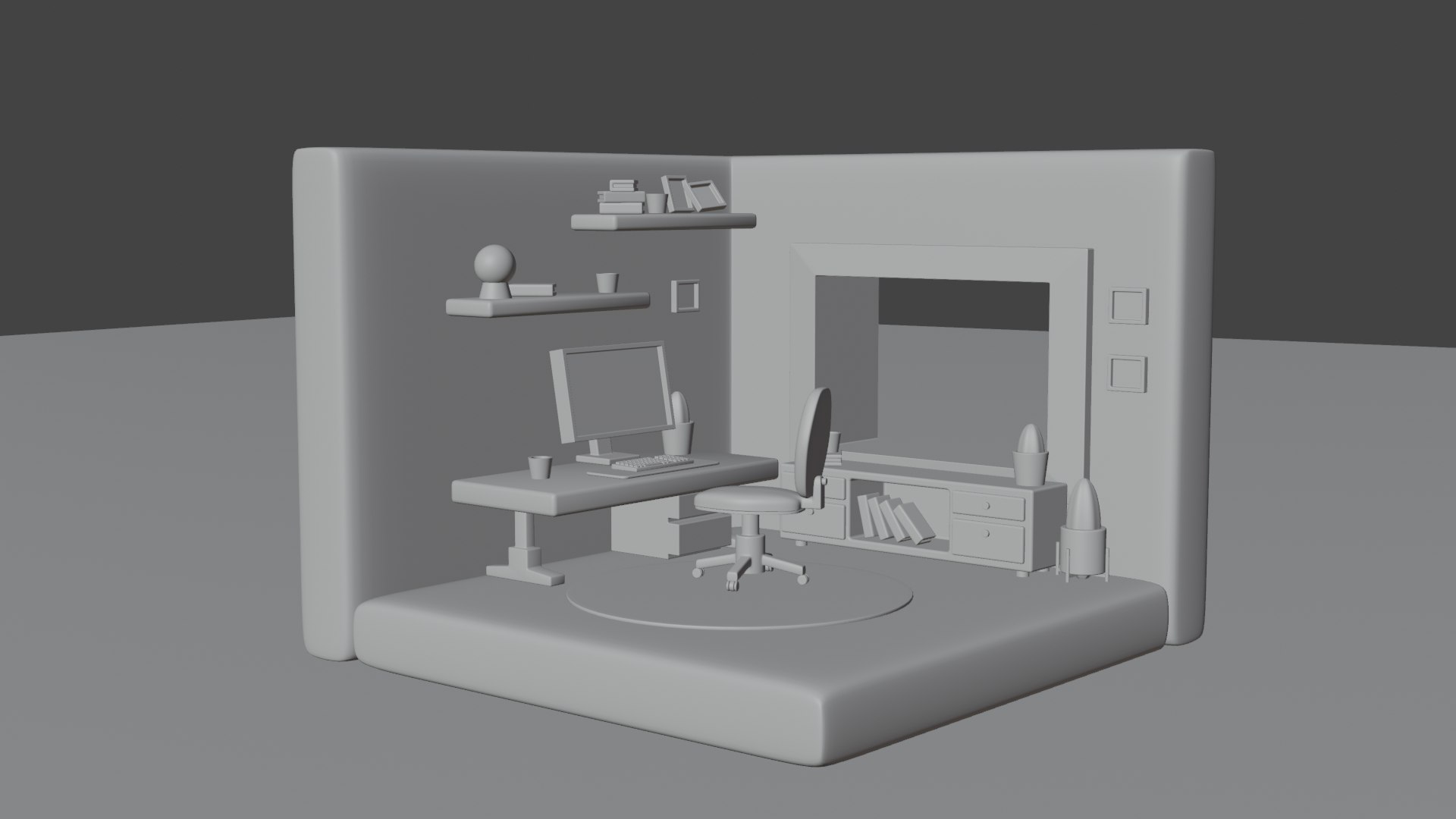 3D Mini Office 3d Model - TurboSquid 2254465