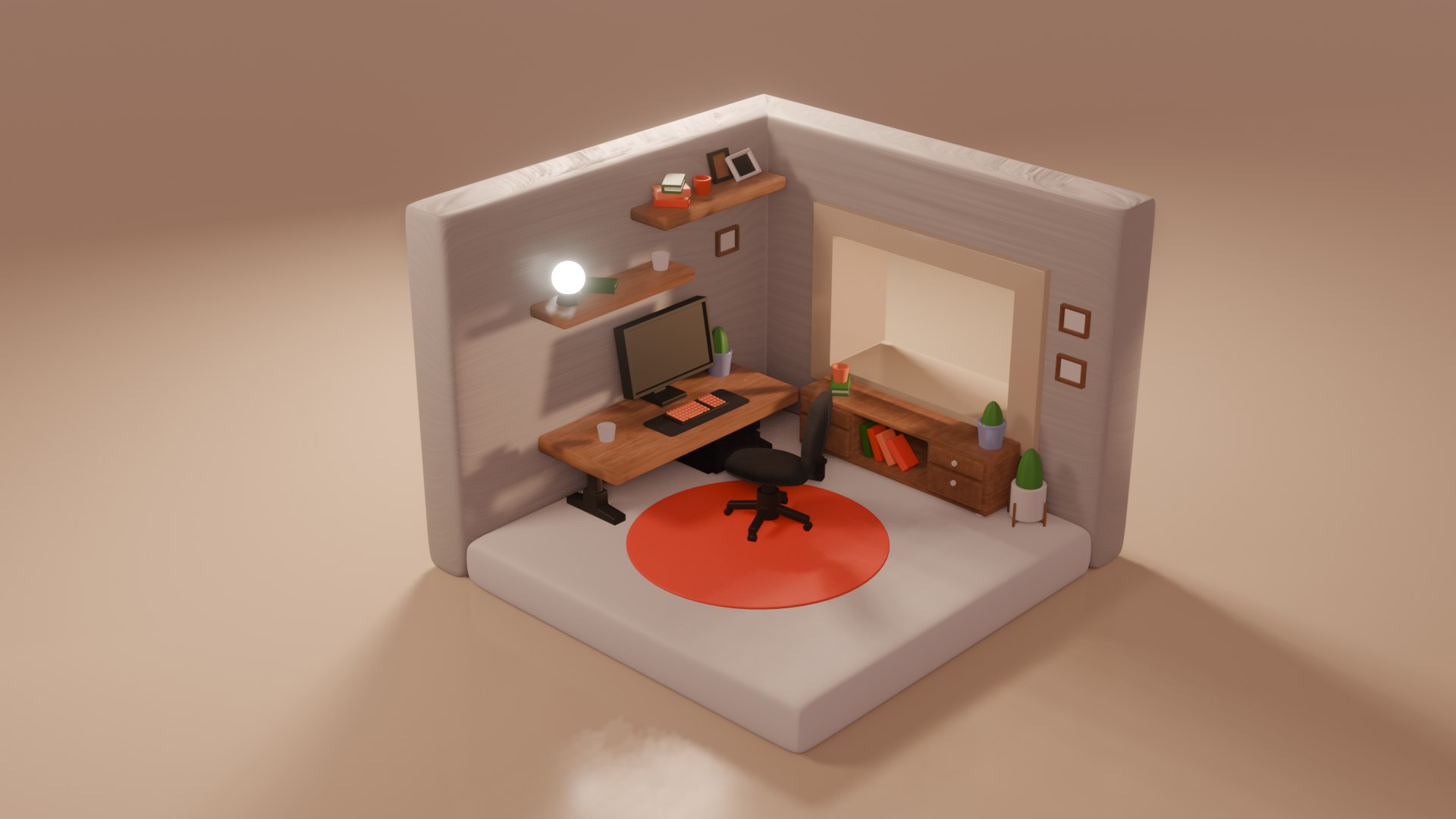 3D Mini Office 3d Model - TurboSquid 2254465