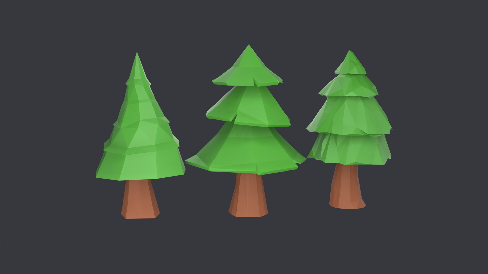 3D trees low poly three models tree 6-8 model - TurboSquid 2071337
