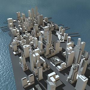 3d square manhattan buildings model