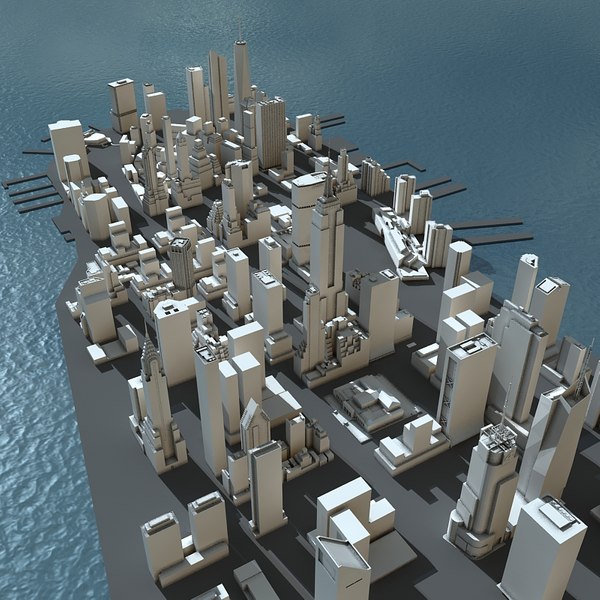 3d square manhattan buildings model