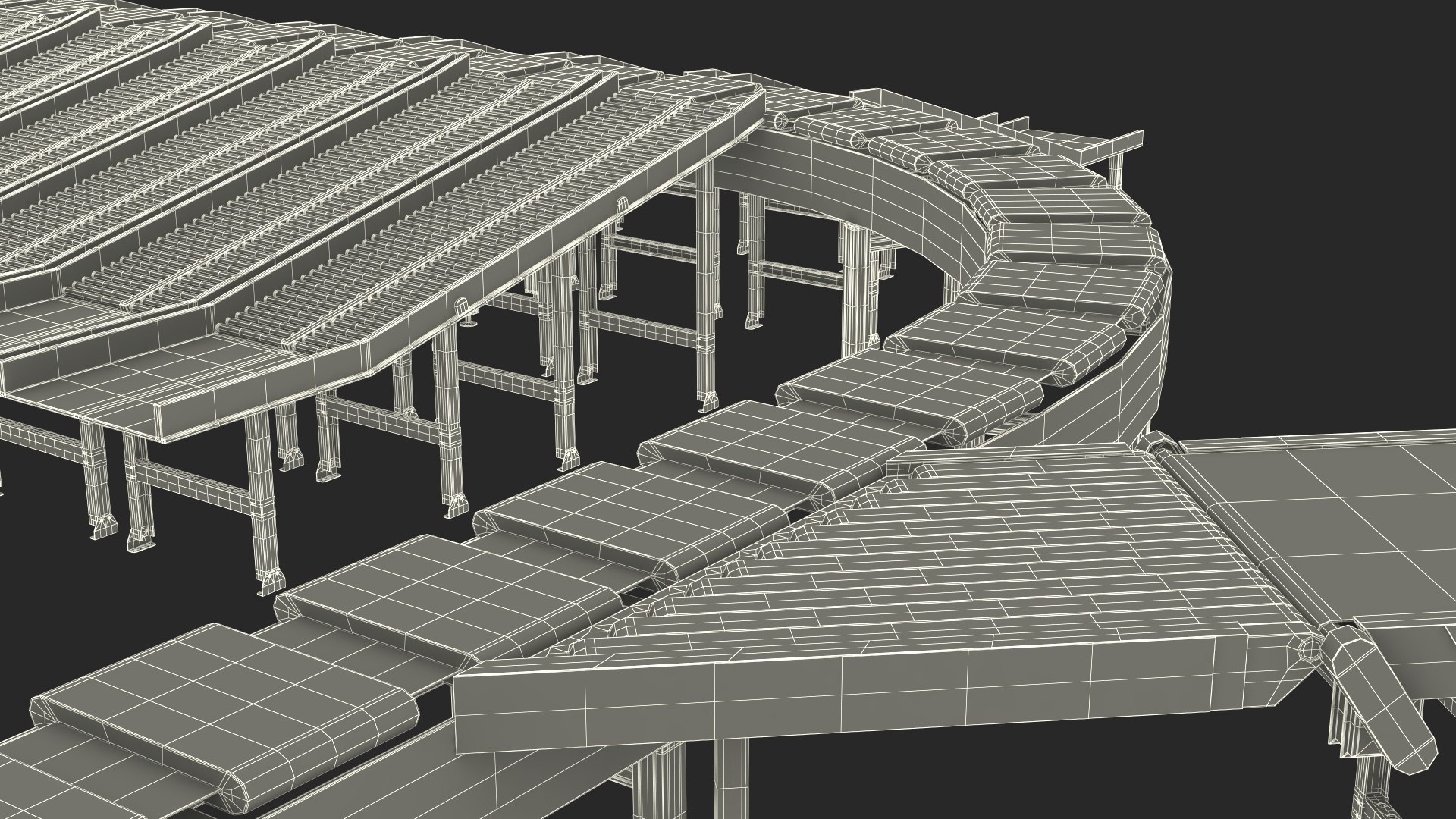 3D Parcel Sorting Conveyor System Curved Model - TurboSquid 2424584