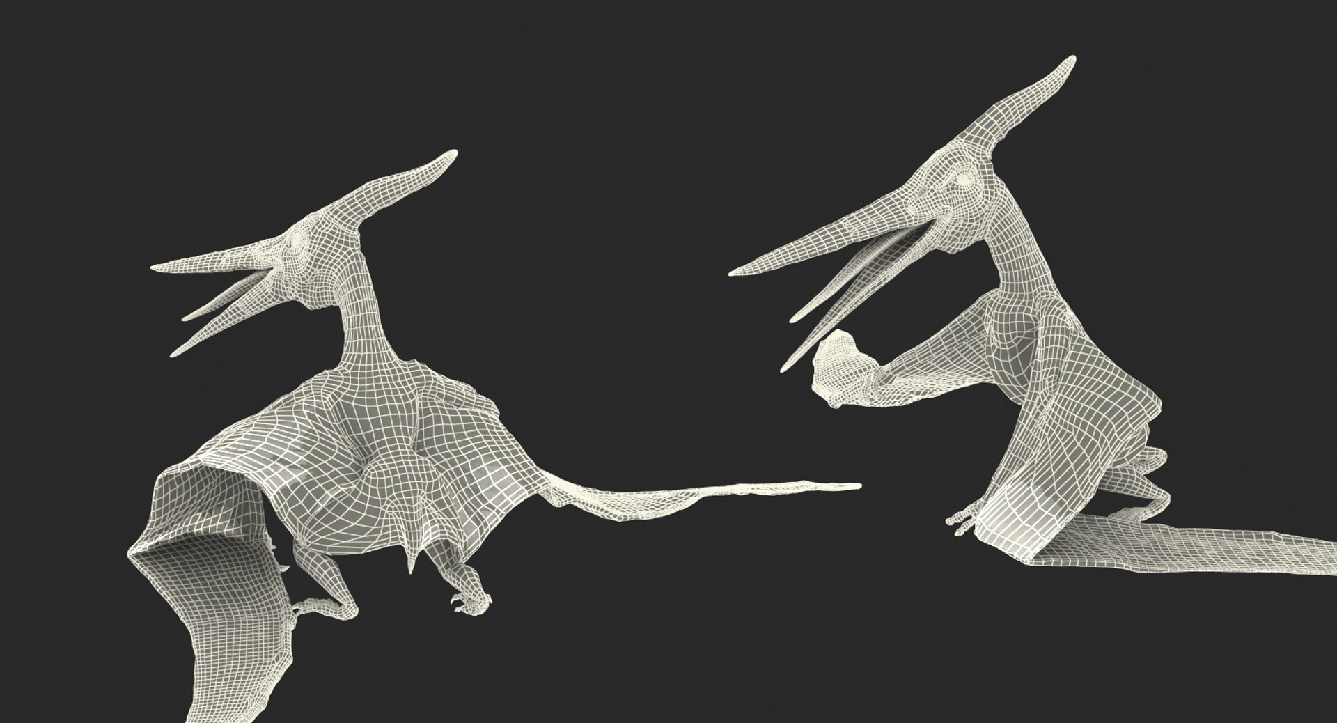 Pterosaur Pteranodon White Standing Model - TurboSquid 1386664