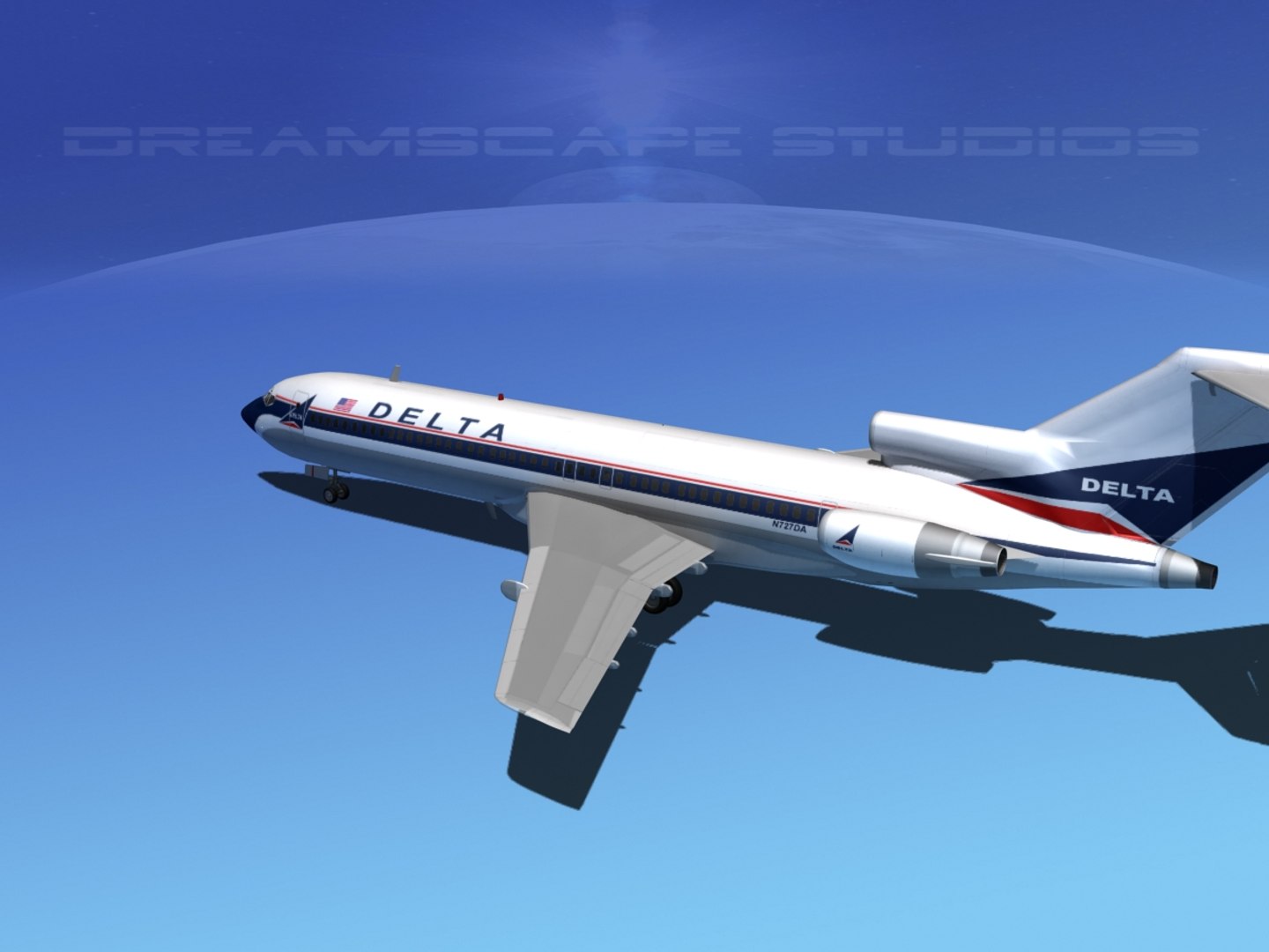 3d Model Airline Boeing 727 727-200